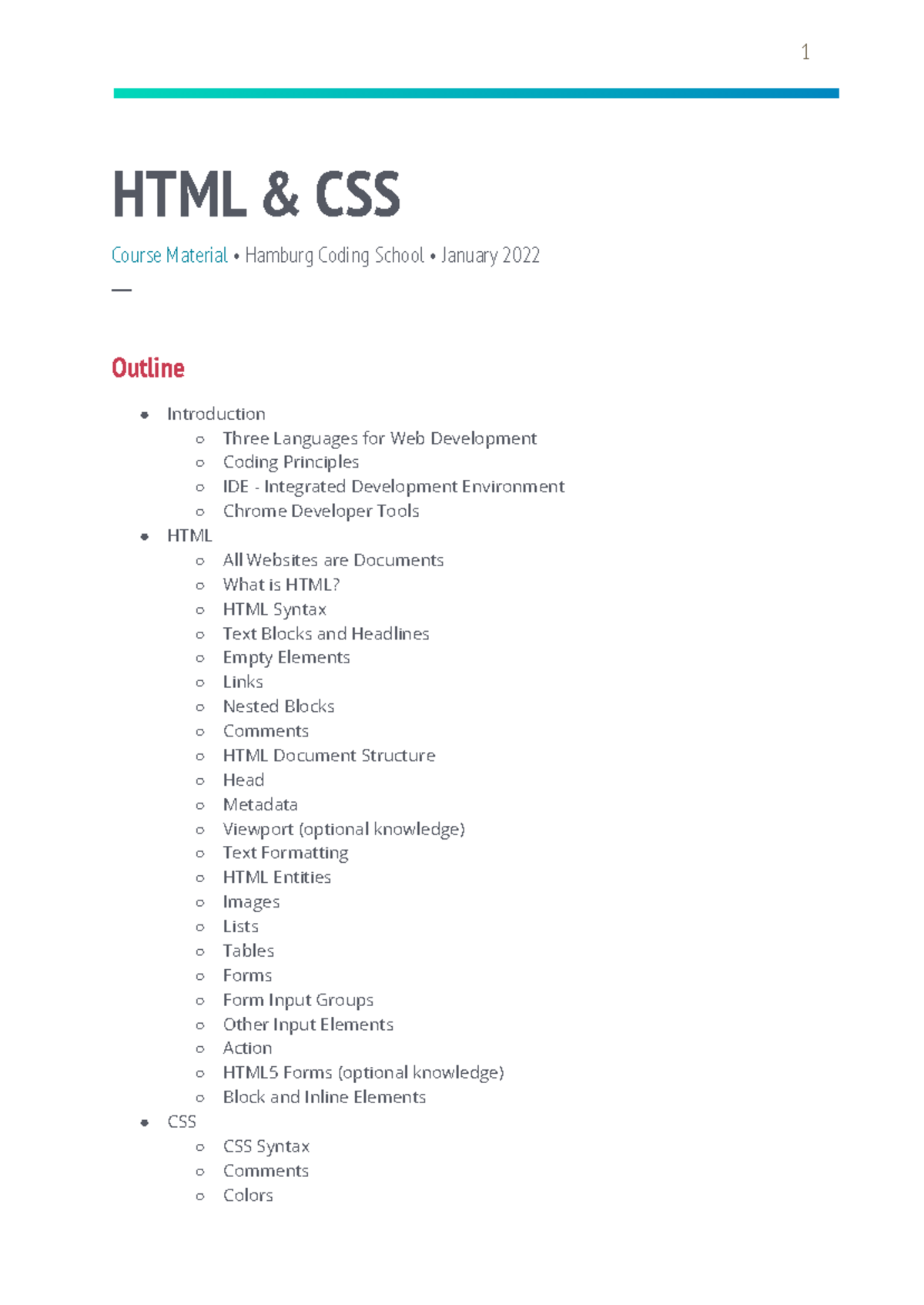Handout html css hamburg coding school 2022 - HTML & CSS Course ...