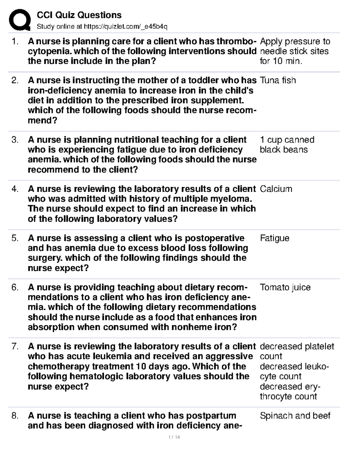 Blood question - Study online at quizlet/_e45b4q A nurse is planning care for a client who has ...