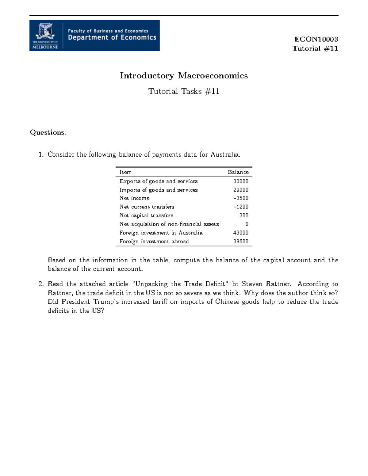 Tutorial task11 solutions - ECON10003 - Unimelb - Studocu