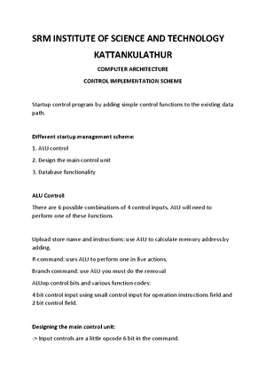 Basic MIPS Implementation IN CA - SRM INSTITUTE OF SCIENCE AND TECHNOLOGY KATTANKULATHUR ...