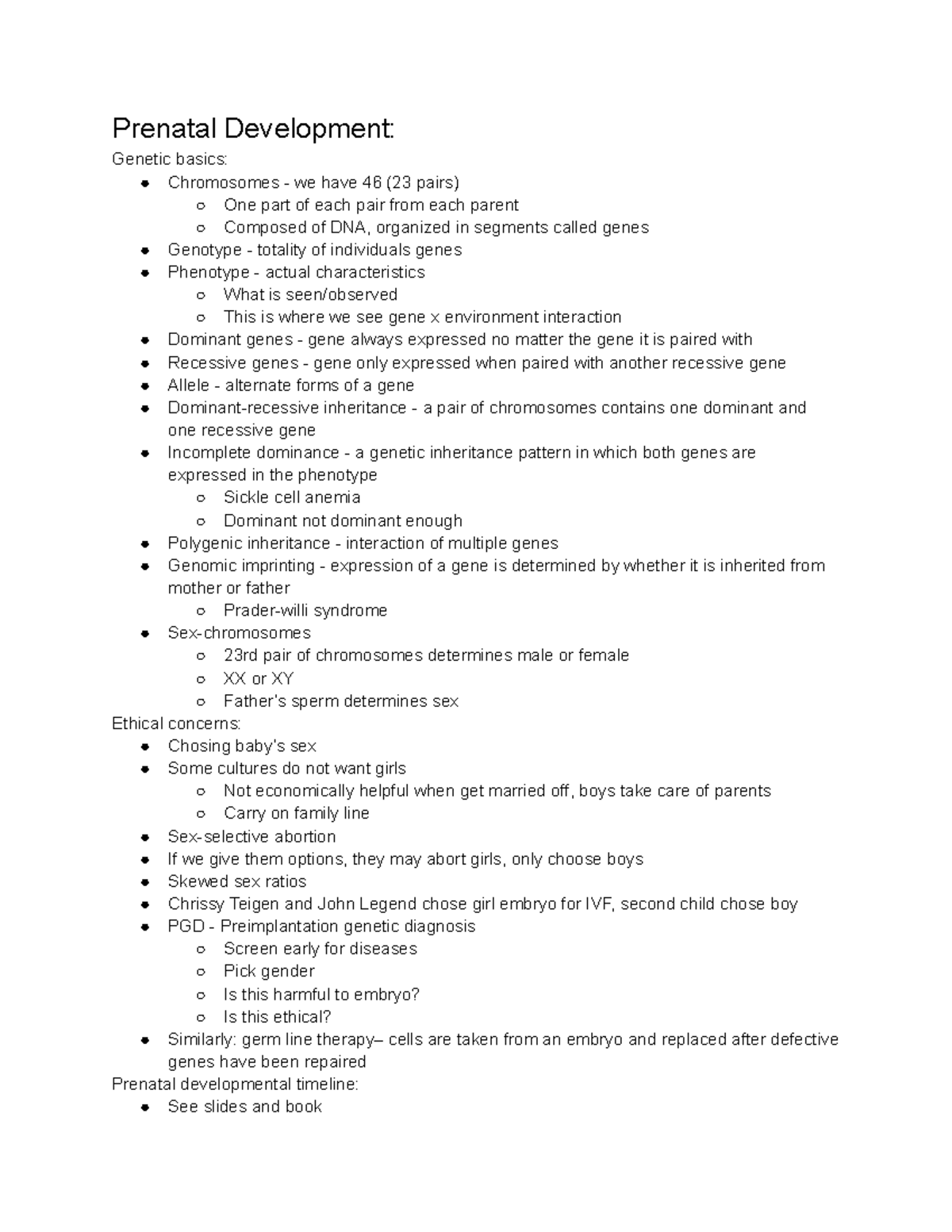 Developmental - Ch. 2 - Prenatal Development: Genetic basics ...