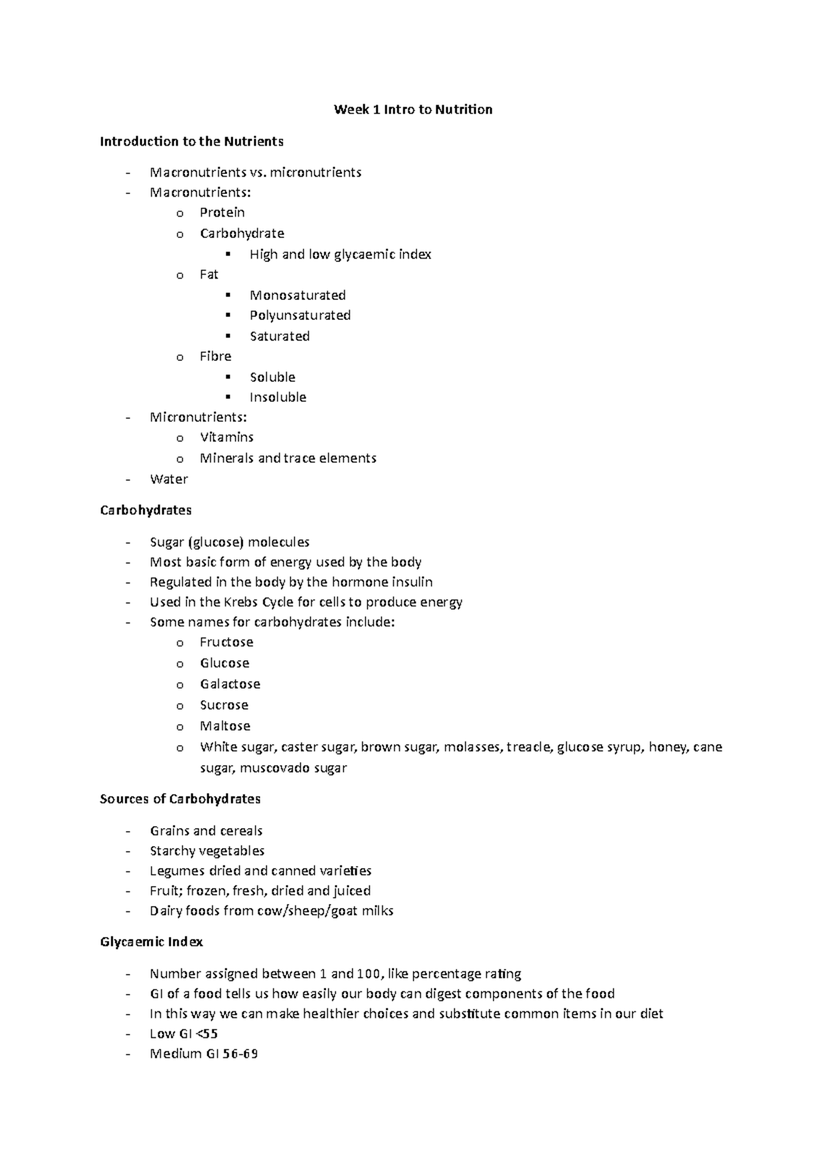 Week 1 Intro to Nutrition - Week 1 Intro to Nutrition Introduction to ...