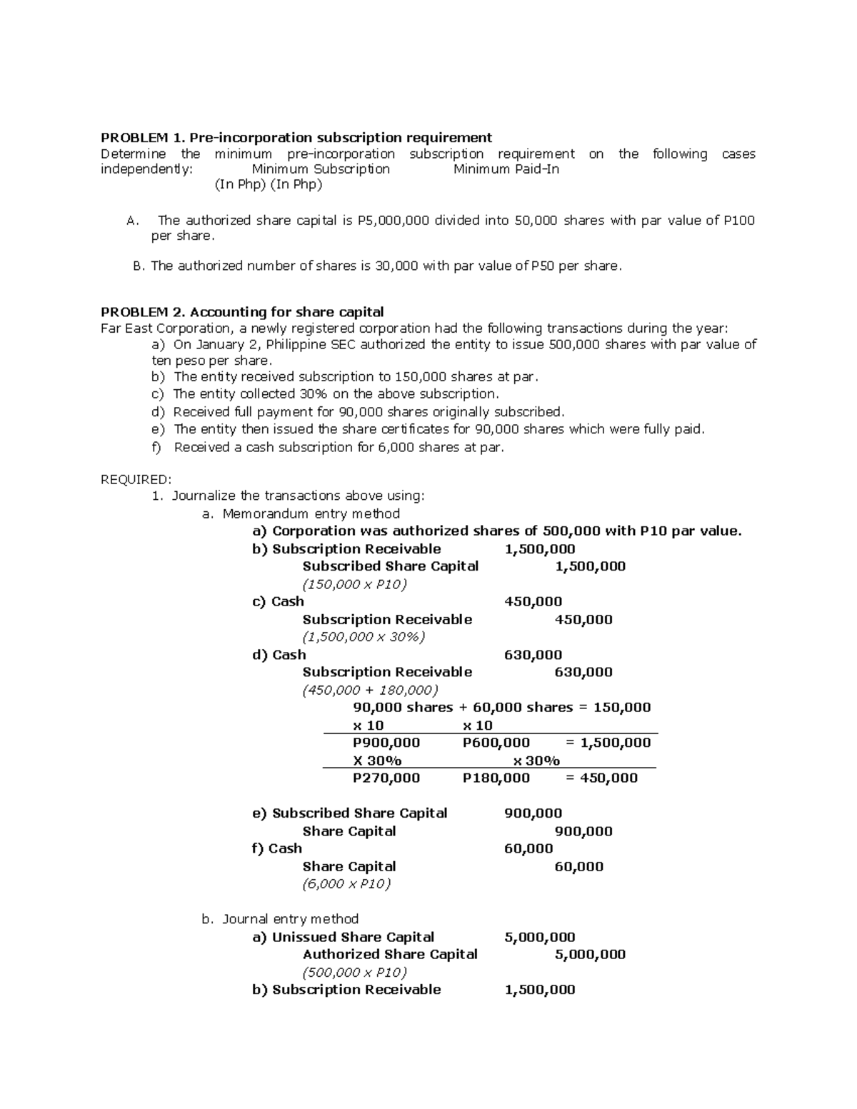 Module 2 Additional Assignment - PROBLEM 1. Pre-incorporation ...