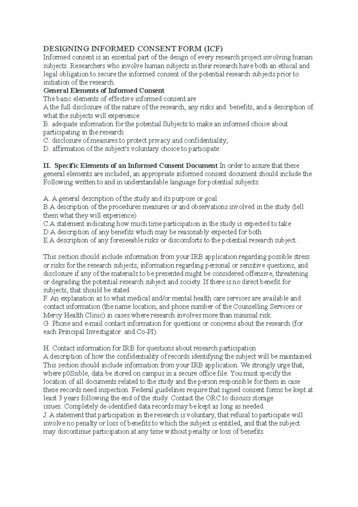 Designing of icf - DESIGNING INFORMED CONSENT FORM (ICF) Informed ...