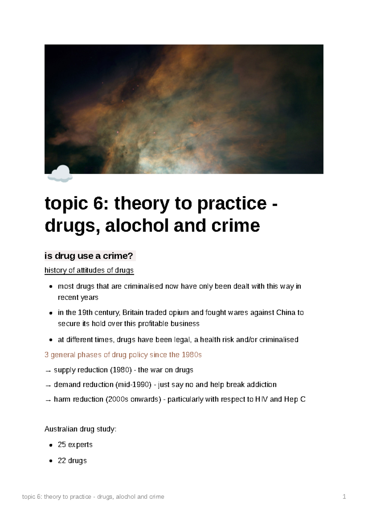 Topic 6 theory to practice - drugs alochol and crime - .. High to very ...
