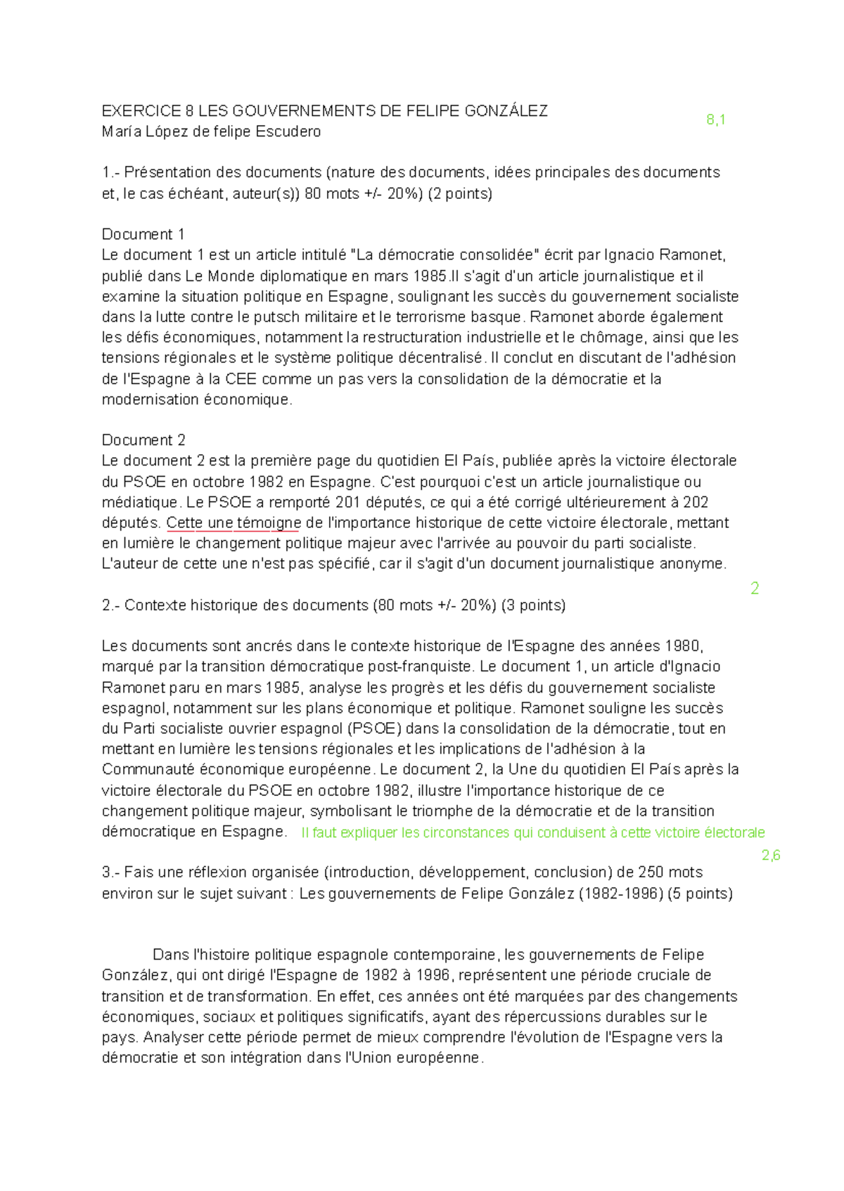 Les gouvernements de felipe gonzalez - EXERCICE 8 LES GOUVERNEMENTS DE ...