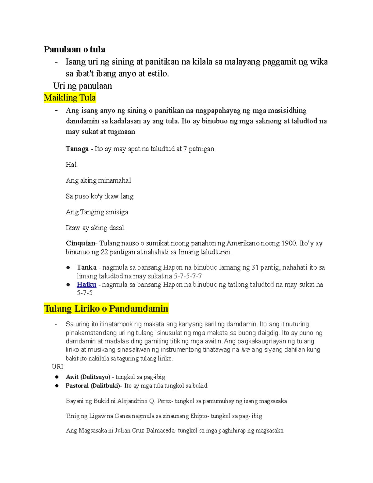 8 Panulaan o tula - Nothing here - Panulaan o tula - Isang uri ng ...