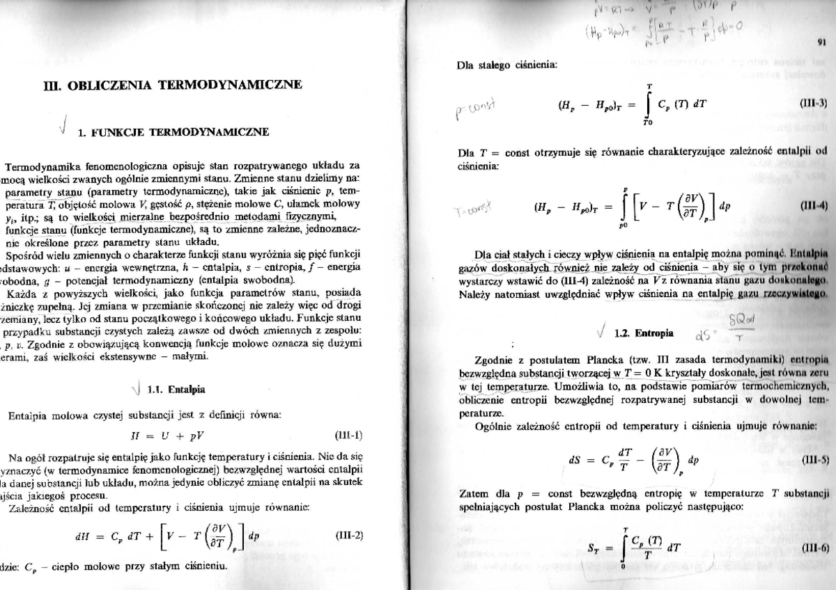3-termodynamika - Zadania z termodynamiki - 91 Dla stalego cisnienia ...