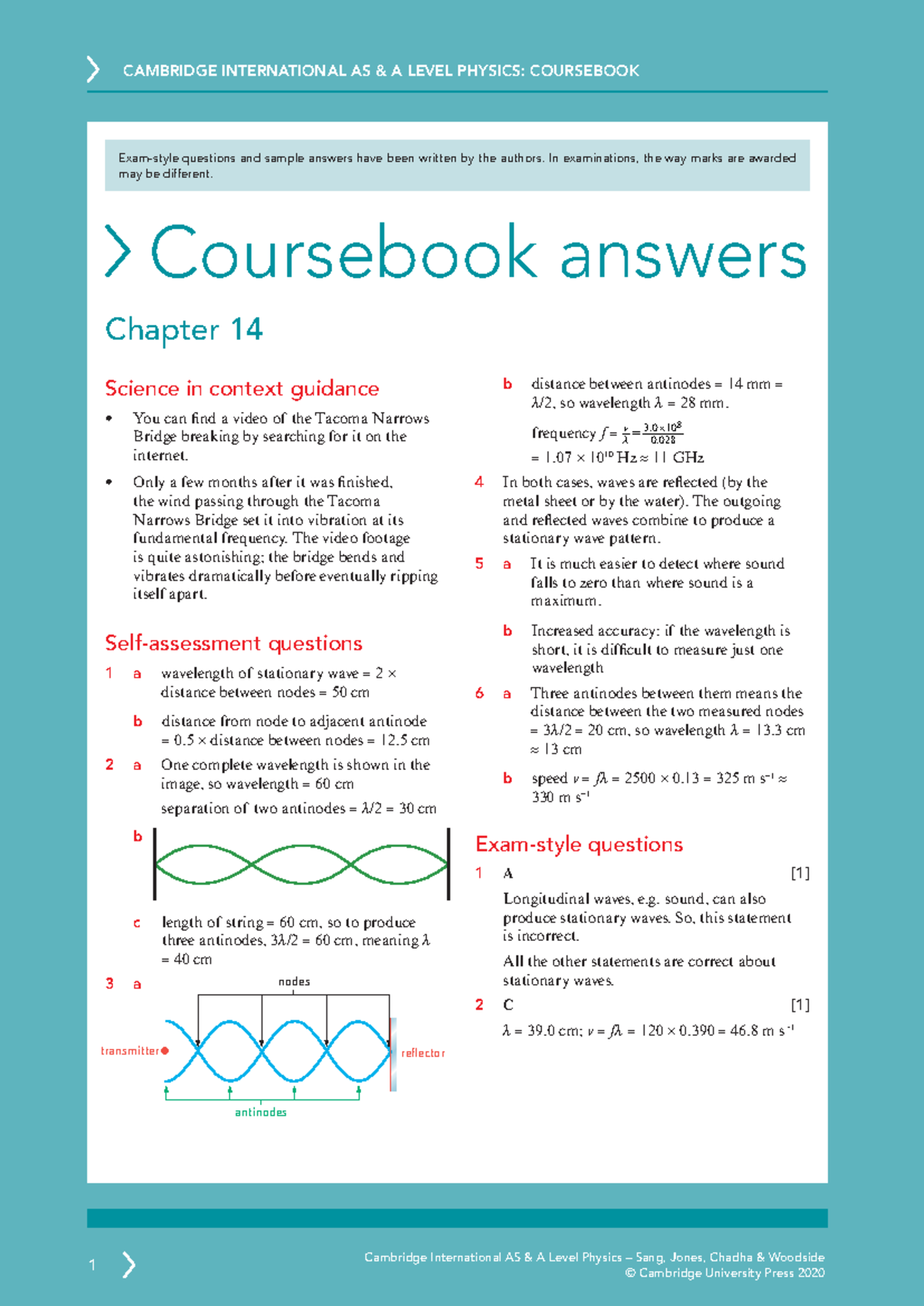 Coursebook answers chapter 14 asal physics - CAMBRIDGE INTERNATIONAL AS & A LEVEL PHYSICS: - Studocu