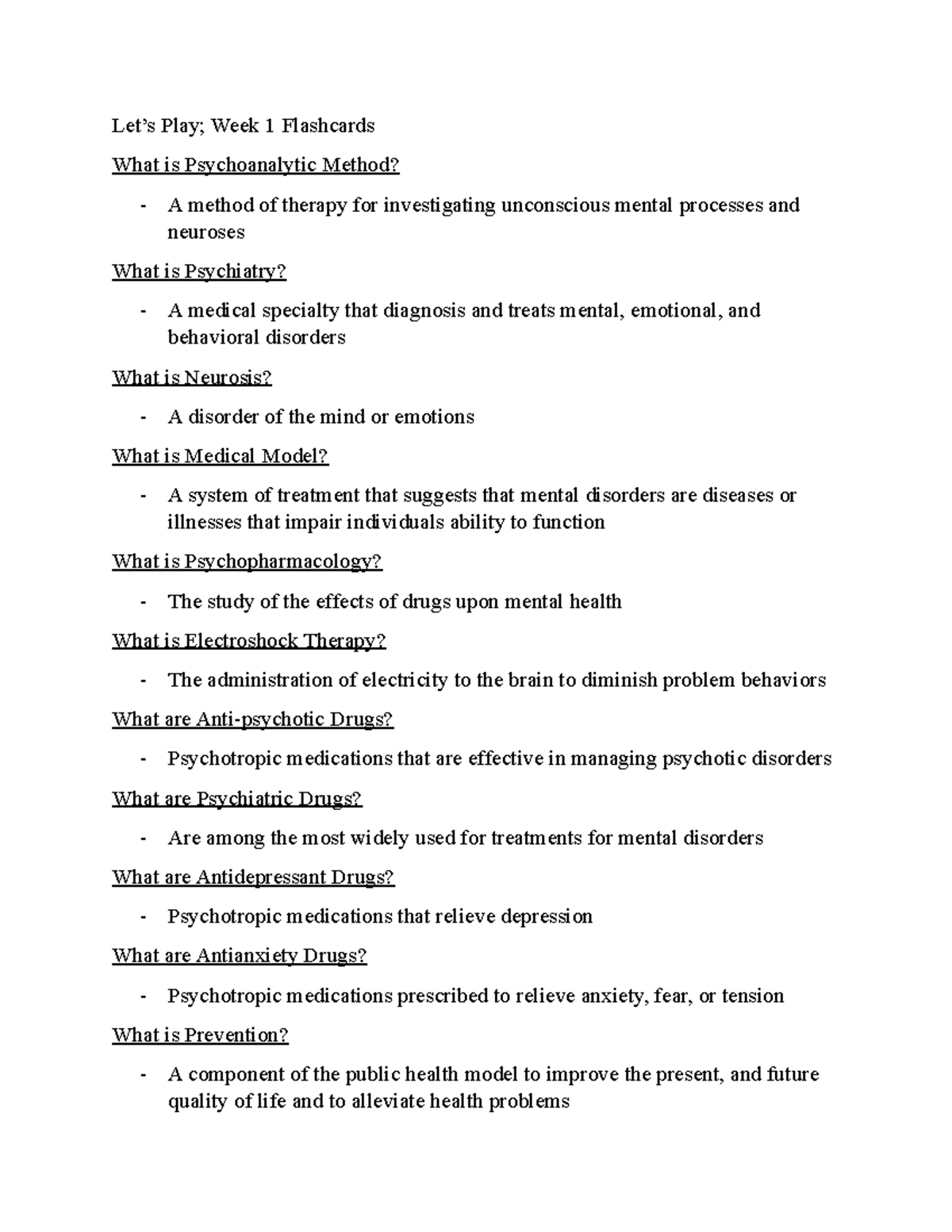 Let play week 1 - just flashcard words and definitions - Let’s Play ...