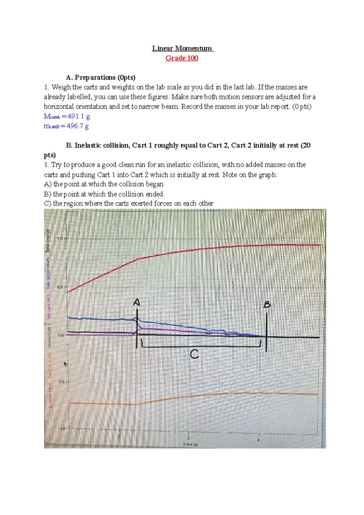 Linear Momentum - Lab - Linear Momentum Grade 100 A. Preparations (0pts ...