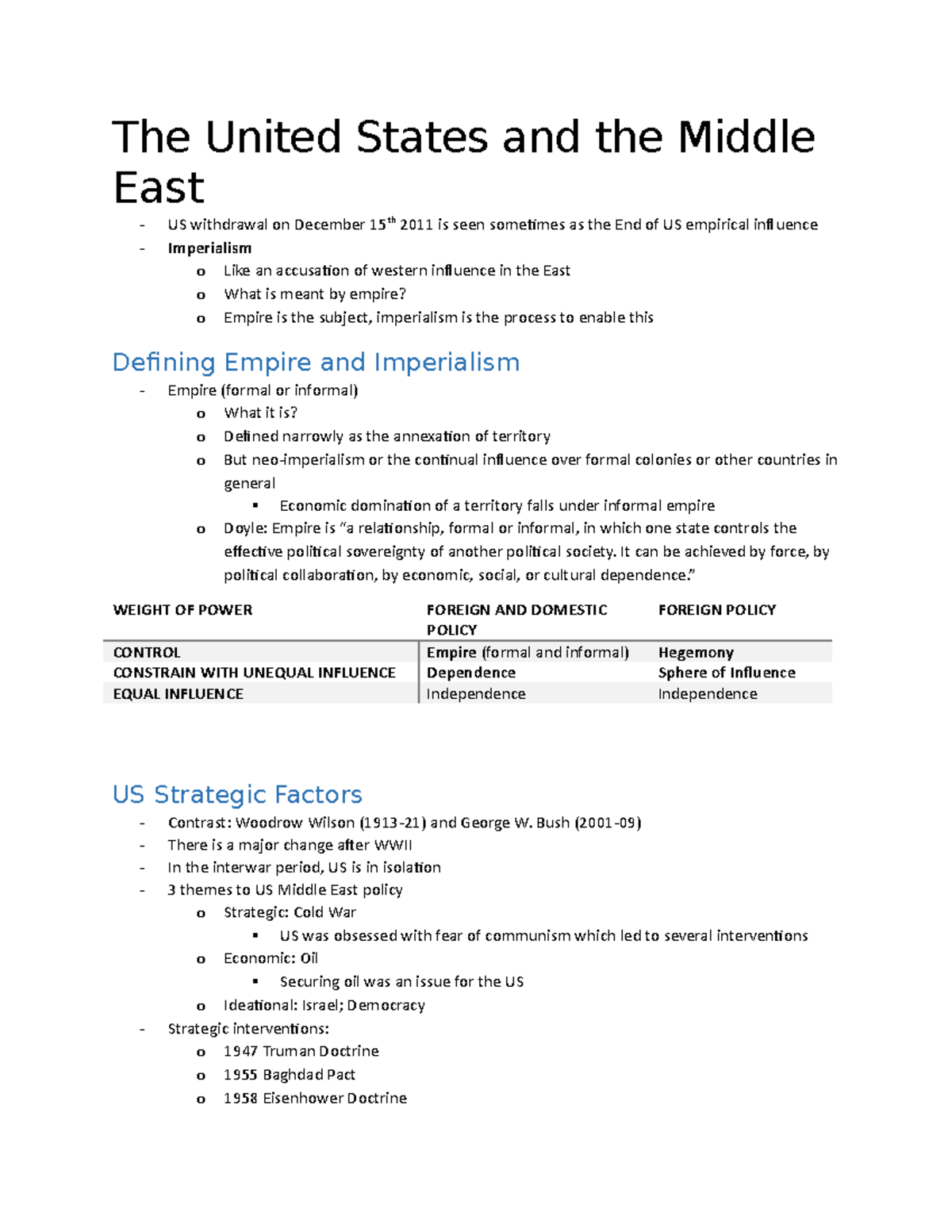 The United States and the Middle East - It can be achieved force ...