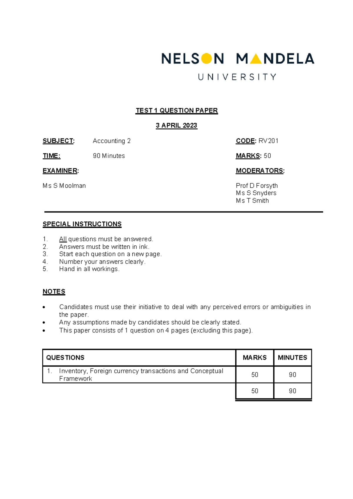 RV201 - Test 1 - Question (2023) - TEST 1 QUESTION PAPER 3 APRIL 2023 ...