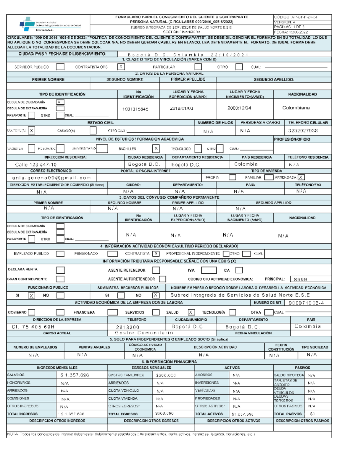 66. Formulario PARA Conocimiento DEL Cliente - FORMULARIO PARA EL CONOCIMIENTO DEL CLIENTE o ...
