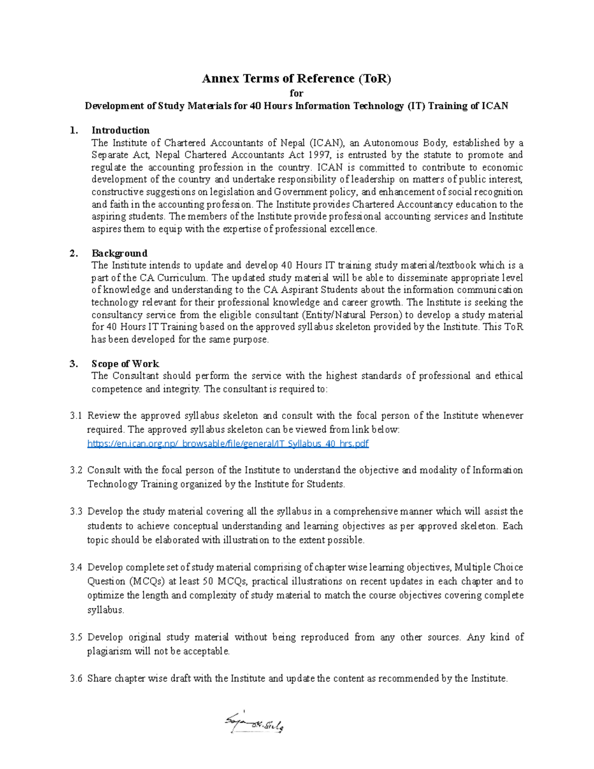 Annex for the reference of all interested parties - Annex Terms of ...