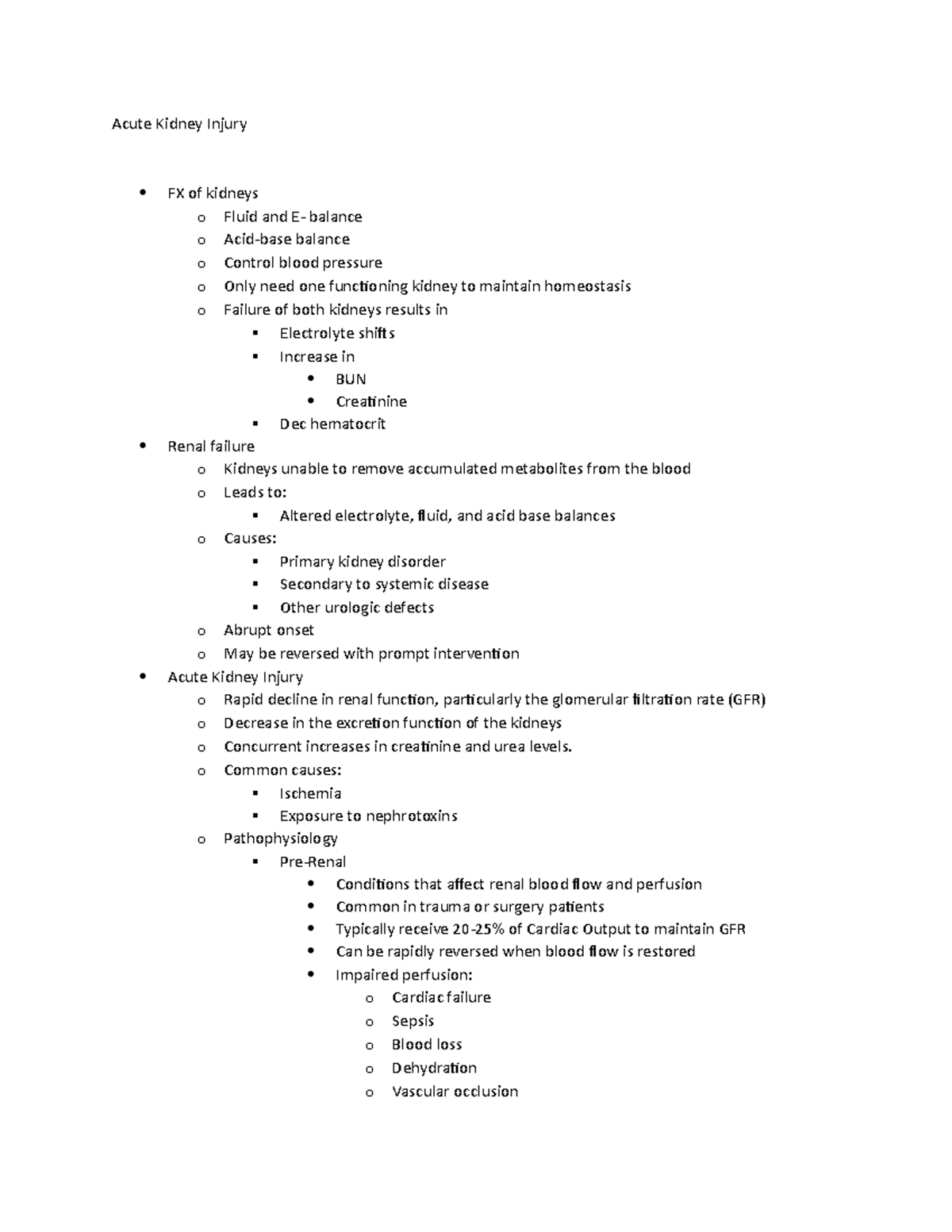 Acute Kidney Injury - Notes on AKI, causes, signs and symptoms, and ...