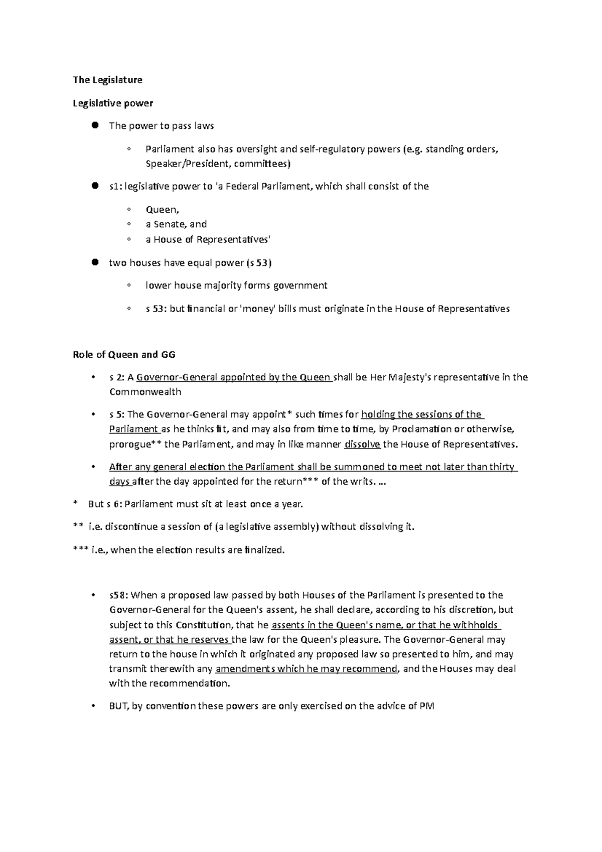 Constiution week 3 - Lecture notes on Legislature - The Legislature ...