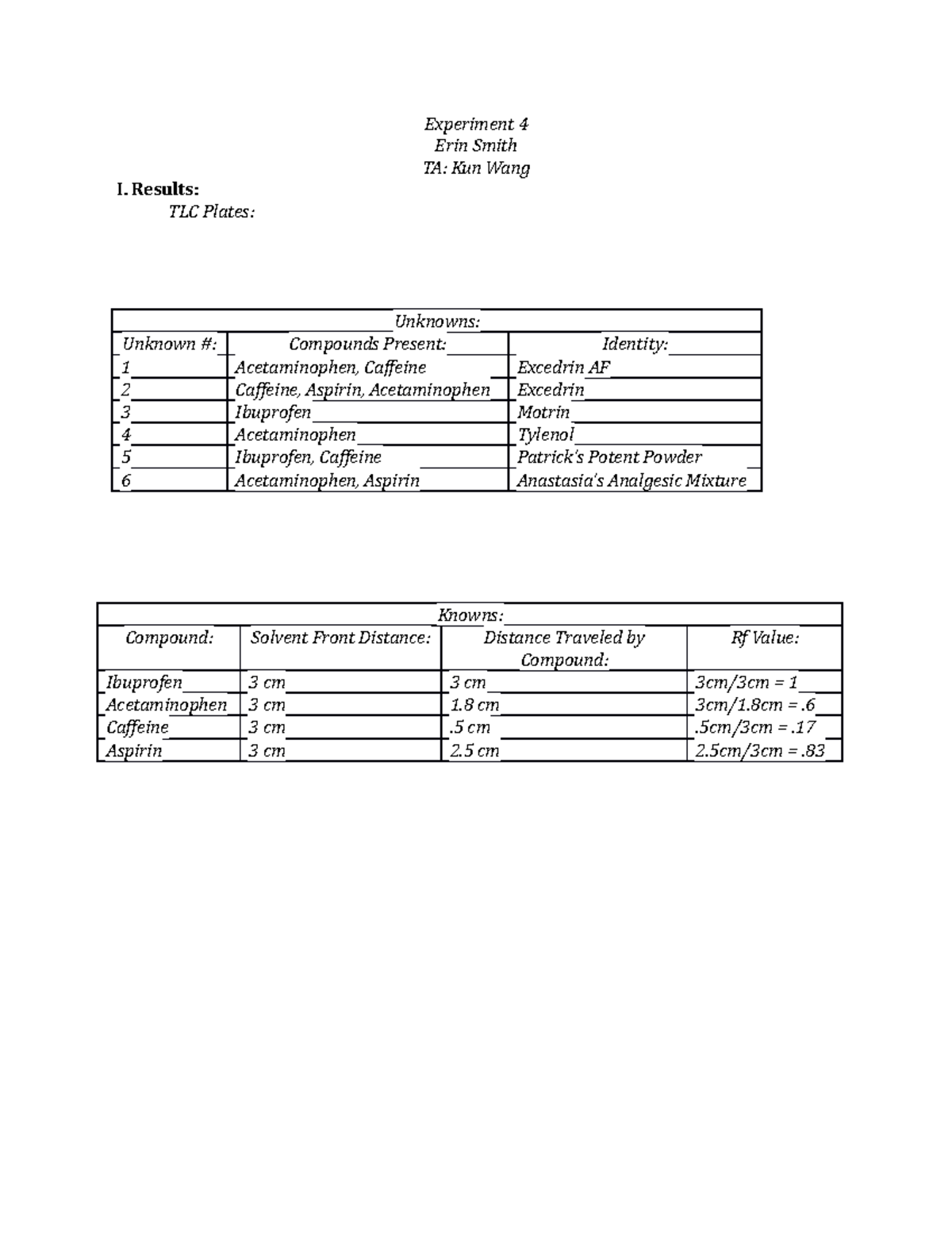 Experiment 4 Post Lab - Previous Lab Report - Experiment 4 Erin Smith ...