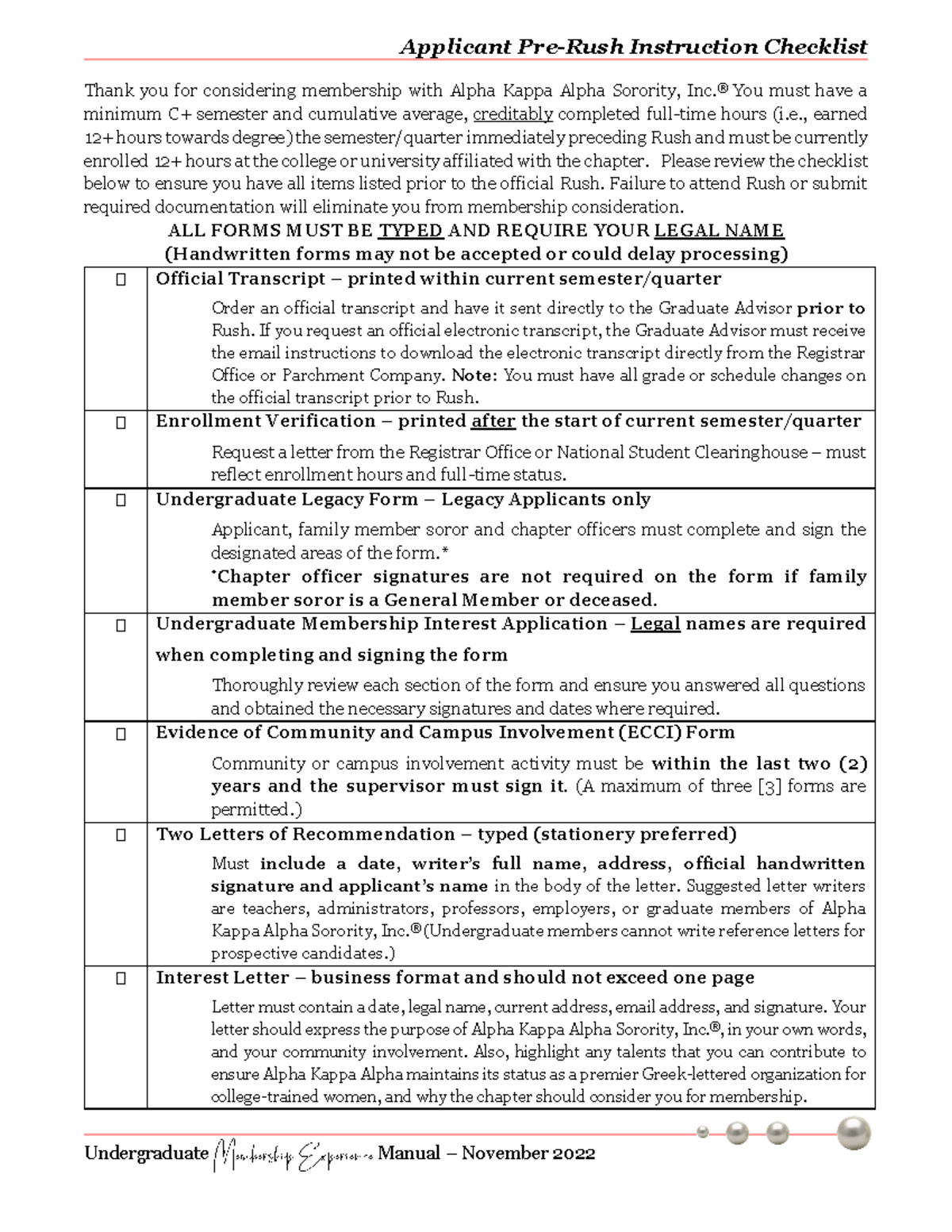 Undergraduate Membership Interest Application - Applicant Pre-Rush ...