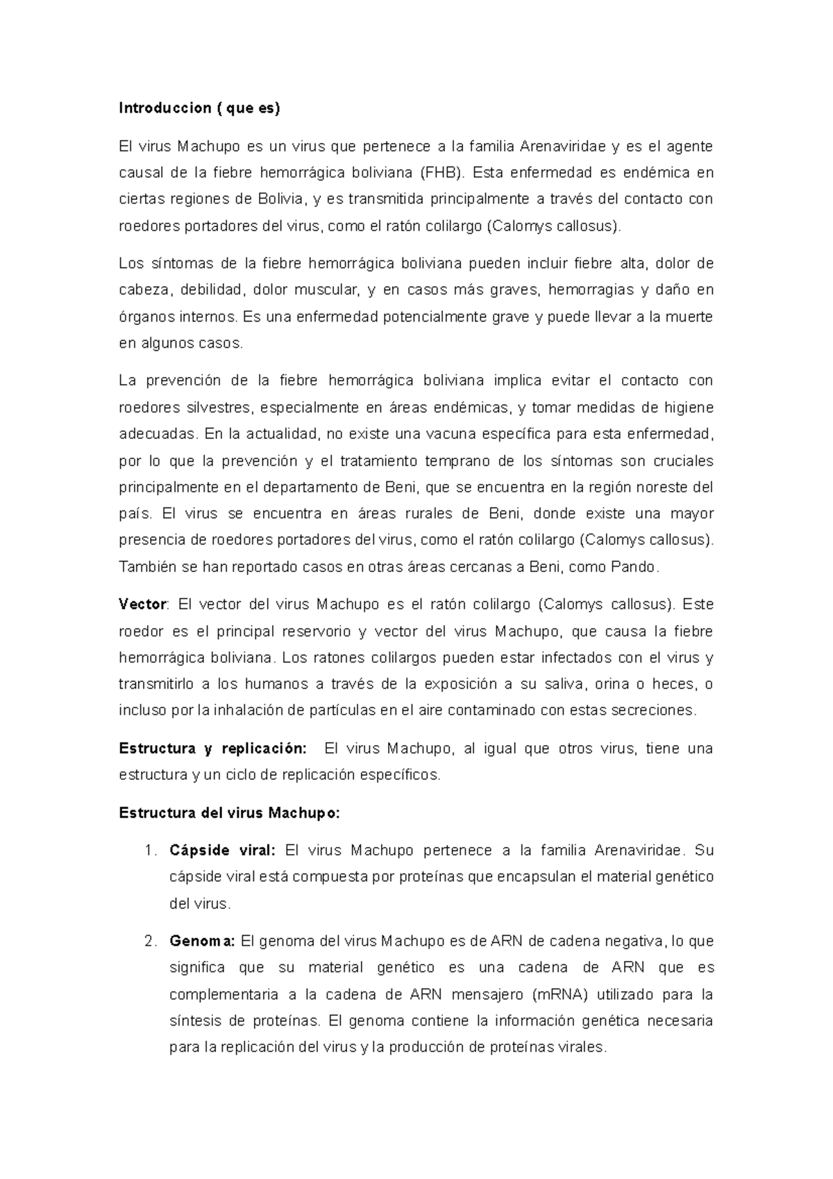 Microbiologia virus machupo - Introduccion ( que es) El virus Machupo ...