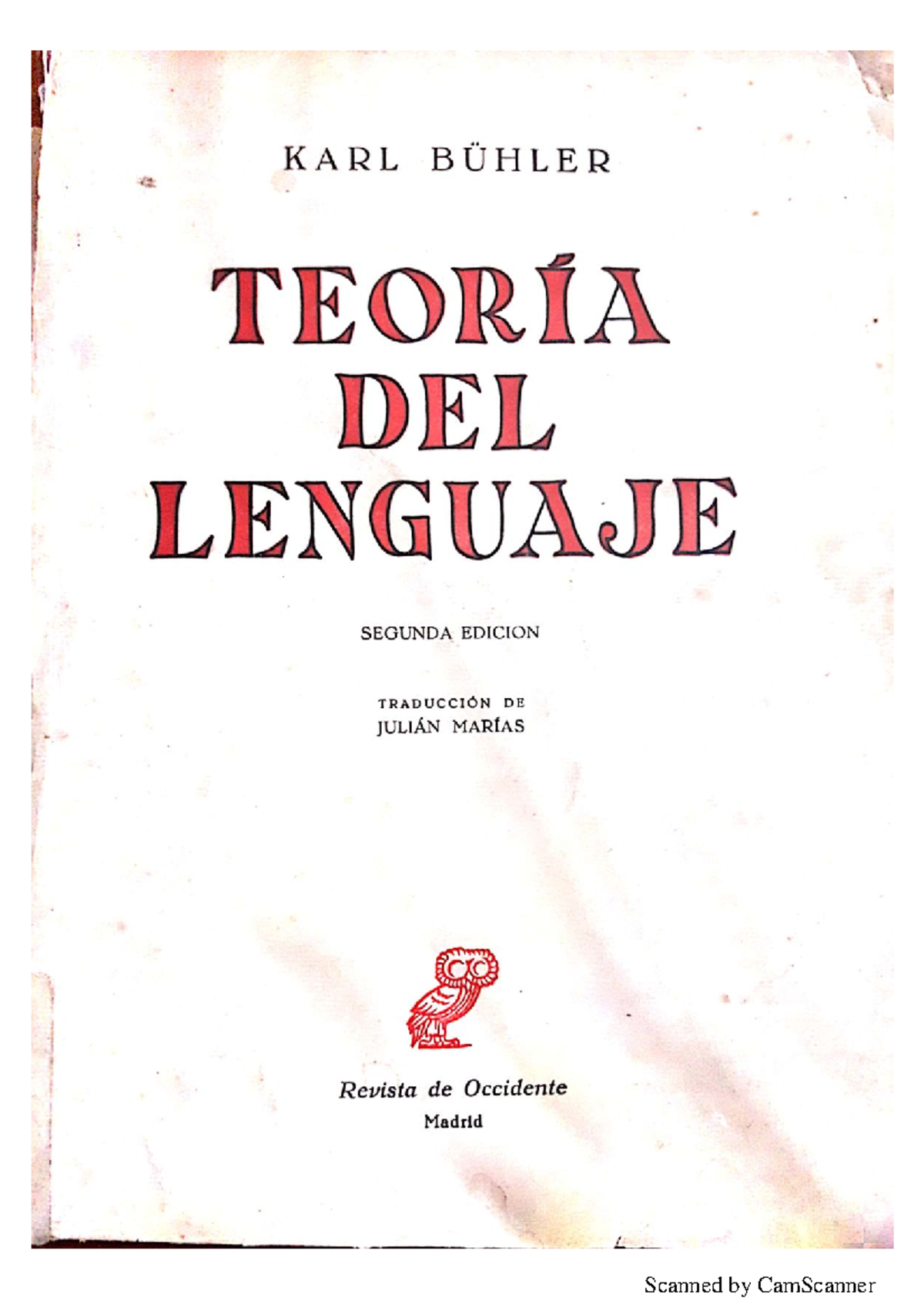 Bühler, K. (1950). Teoría del Lenguaje. - Psicología - Studocu