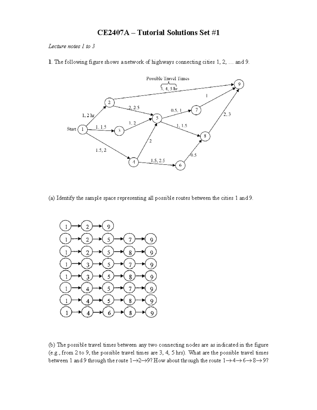 CE2407 A Tutorial Solutions Set 1 (complete) - CE2407A – Tutorial ...