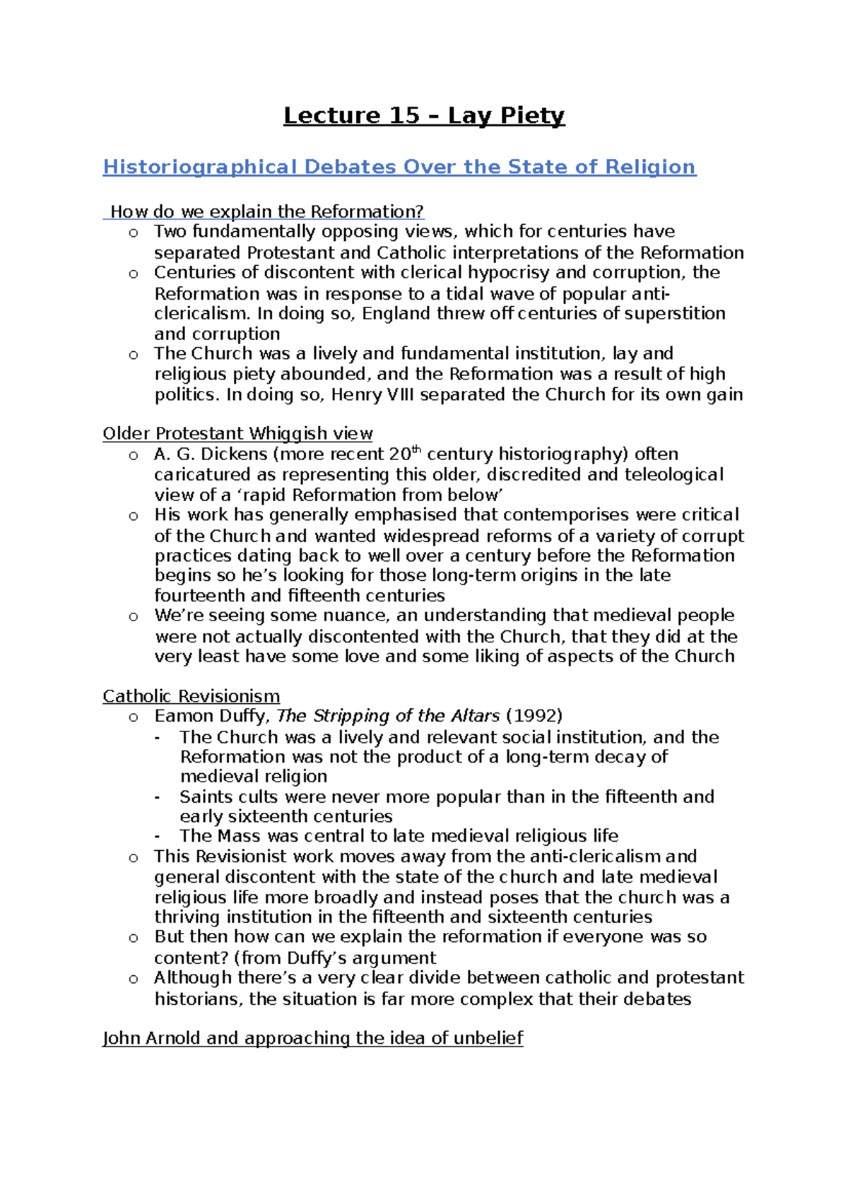 Lecture 15 - Lay Piety - Lecture 15 – Lay Piety Historiographical ...
