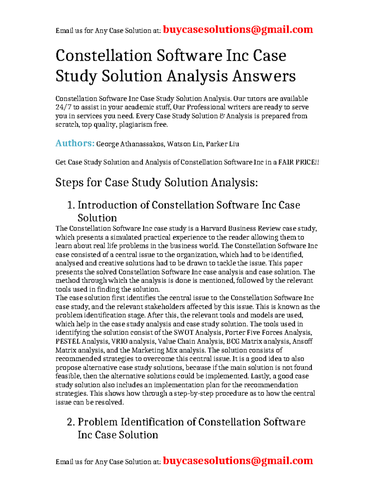 Constellation Software Inc Case Study Solution Analysis - Our tutors ...