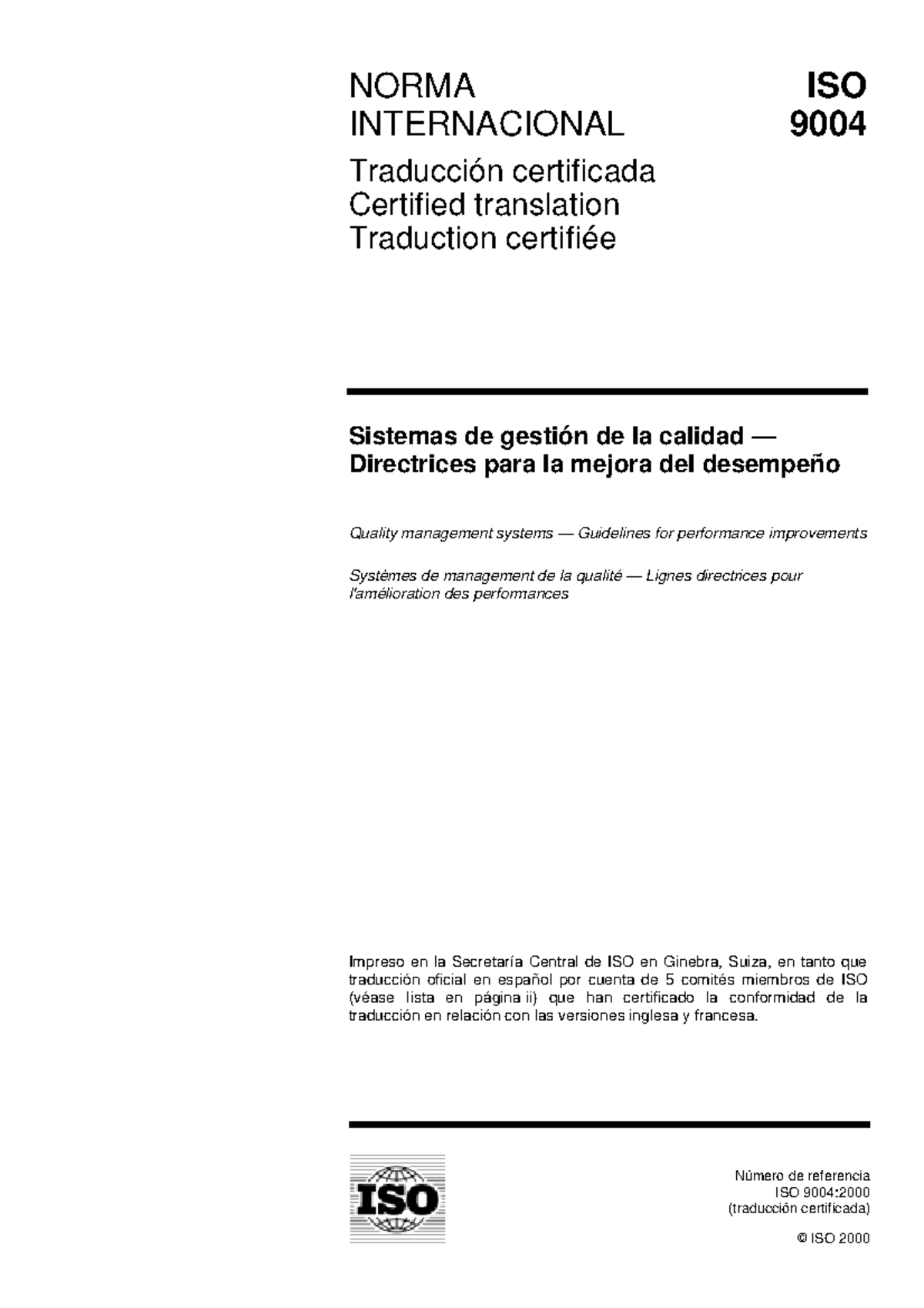 ISO9004-2000 (ES) - norma iso 9000 - Número de referenciaISO 9004 ...