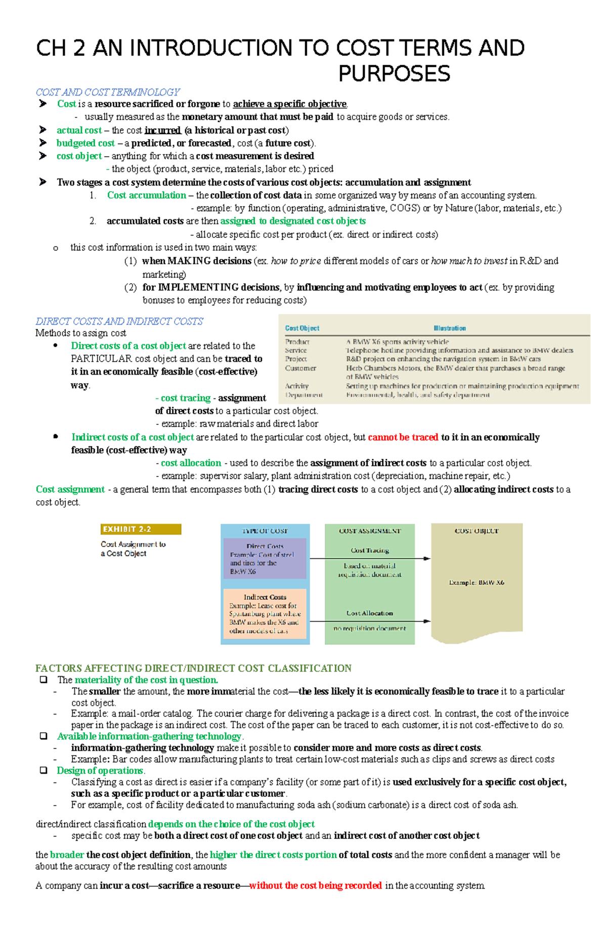 CH2 Horngren - CH 2 AN INTRODUCTION TO COST TERMS AND PURPOSES COST AND COST TERMINOLOGY Cost is ...