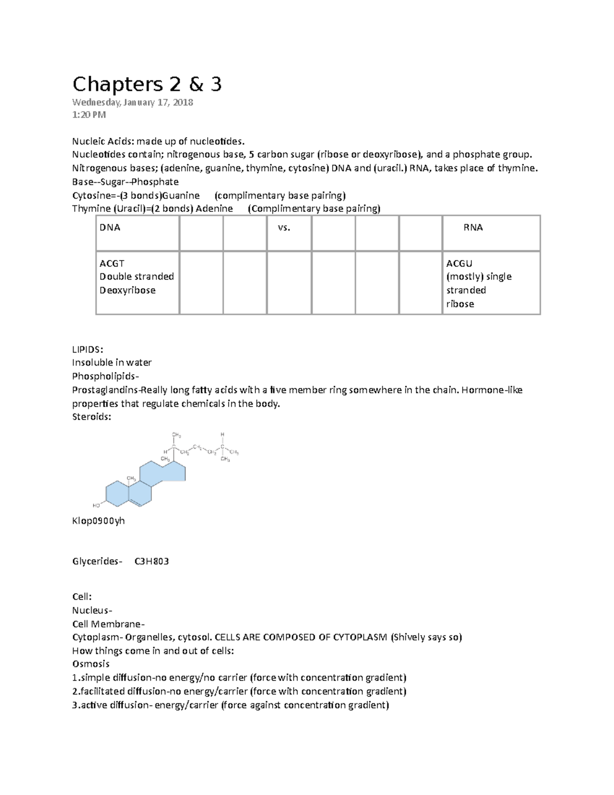 Zoology - Lecture notes Chapters 1 & 2 - Chapters 2 & 3 Wednesday ...