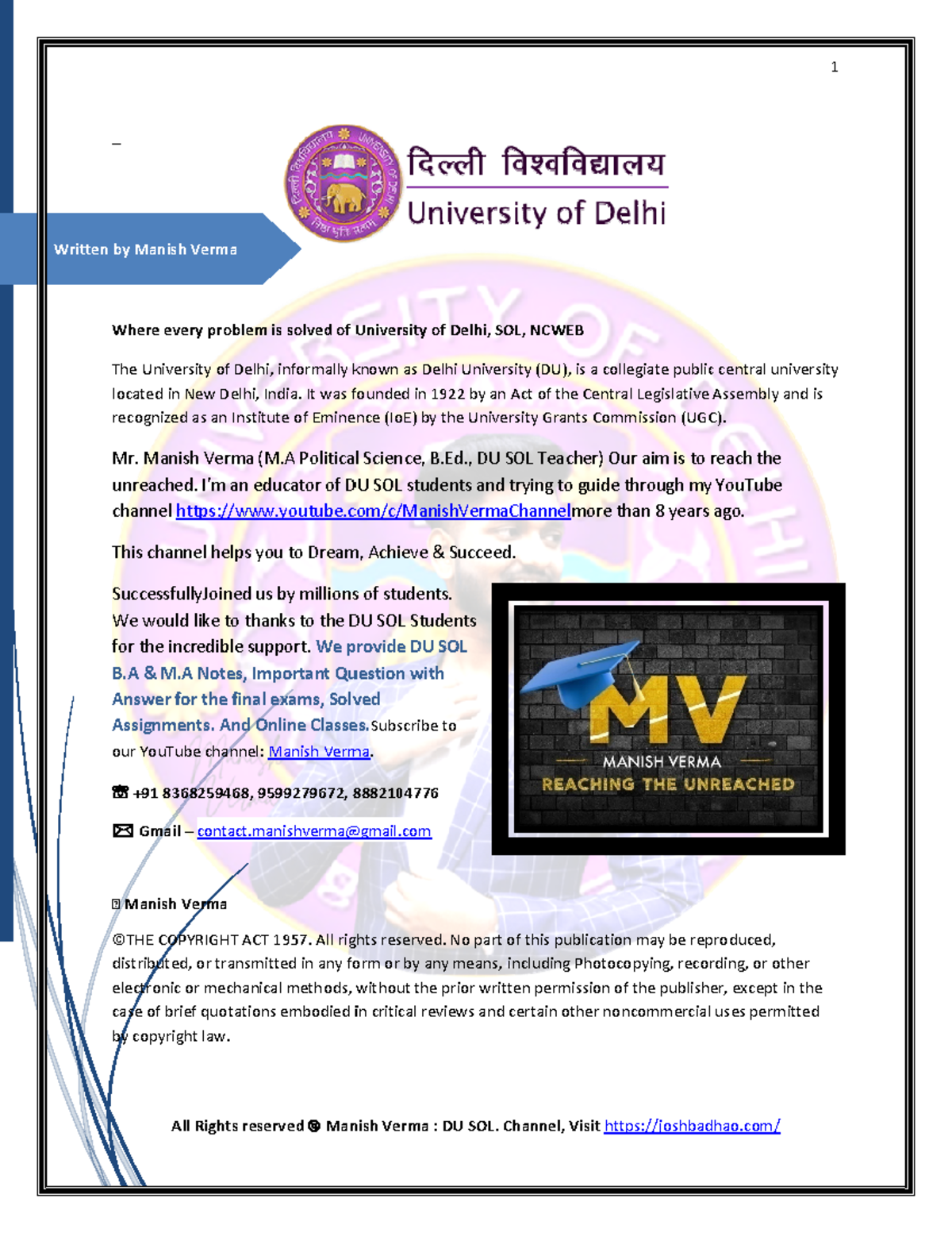 Manish Verma Media in education Notes - All Rights reserved Manish ...
