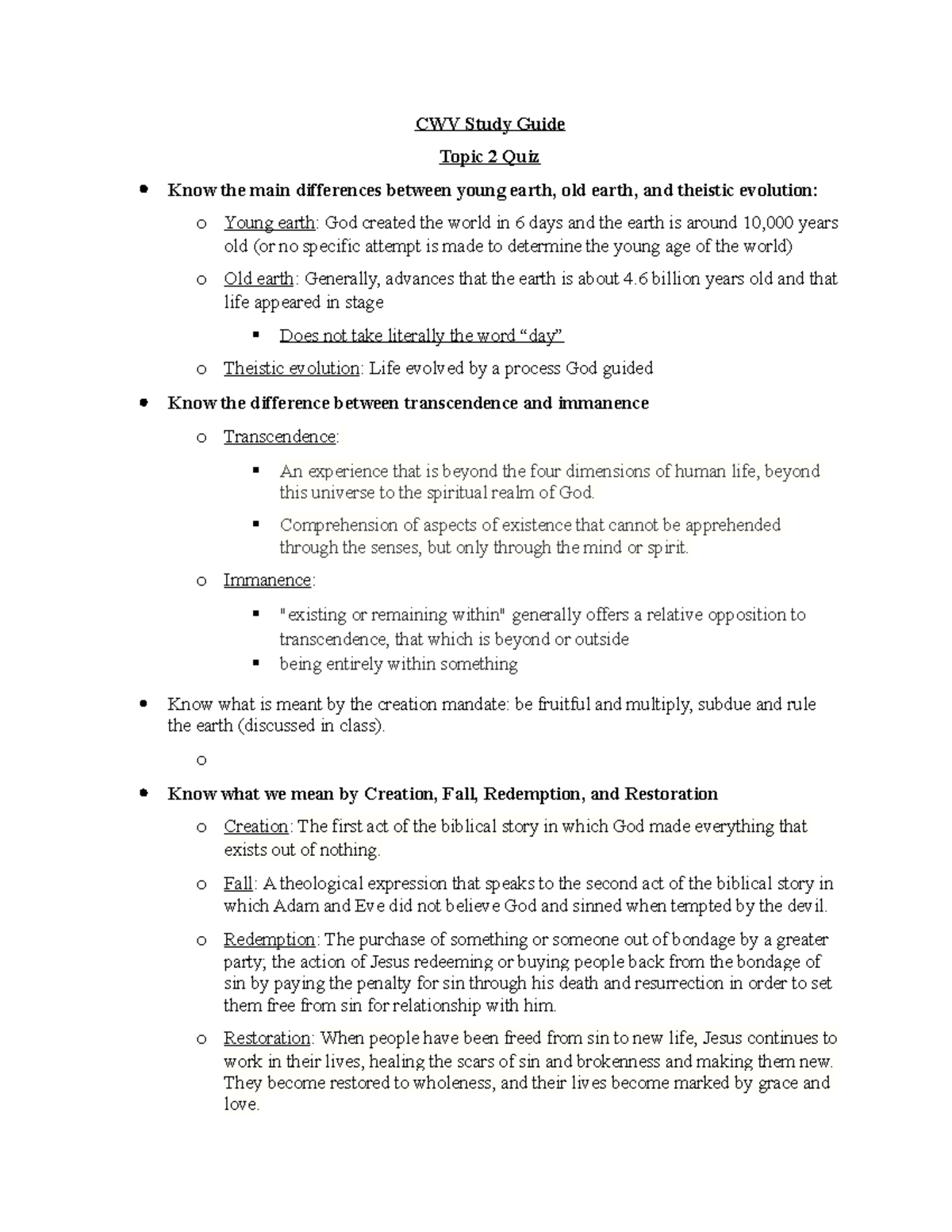 Topic 2 review - CWV Study Guide Topic 2 Quiz Know the main differences ...
