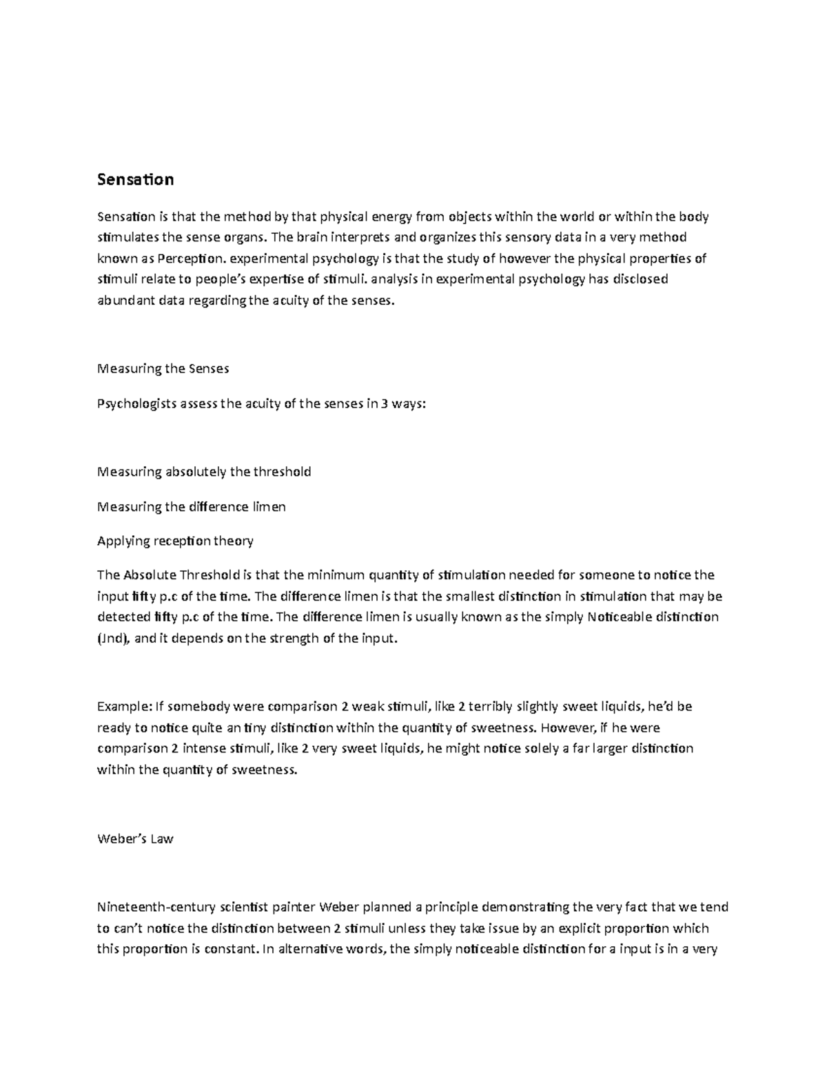 Sensation-note - Sensation-note.docx - Sensation Sensation is that the ...