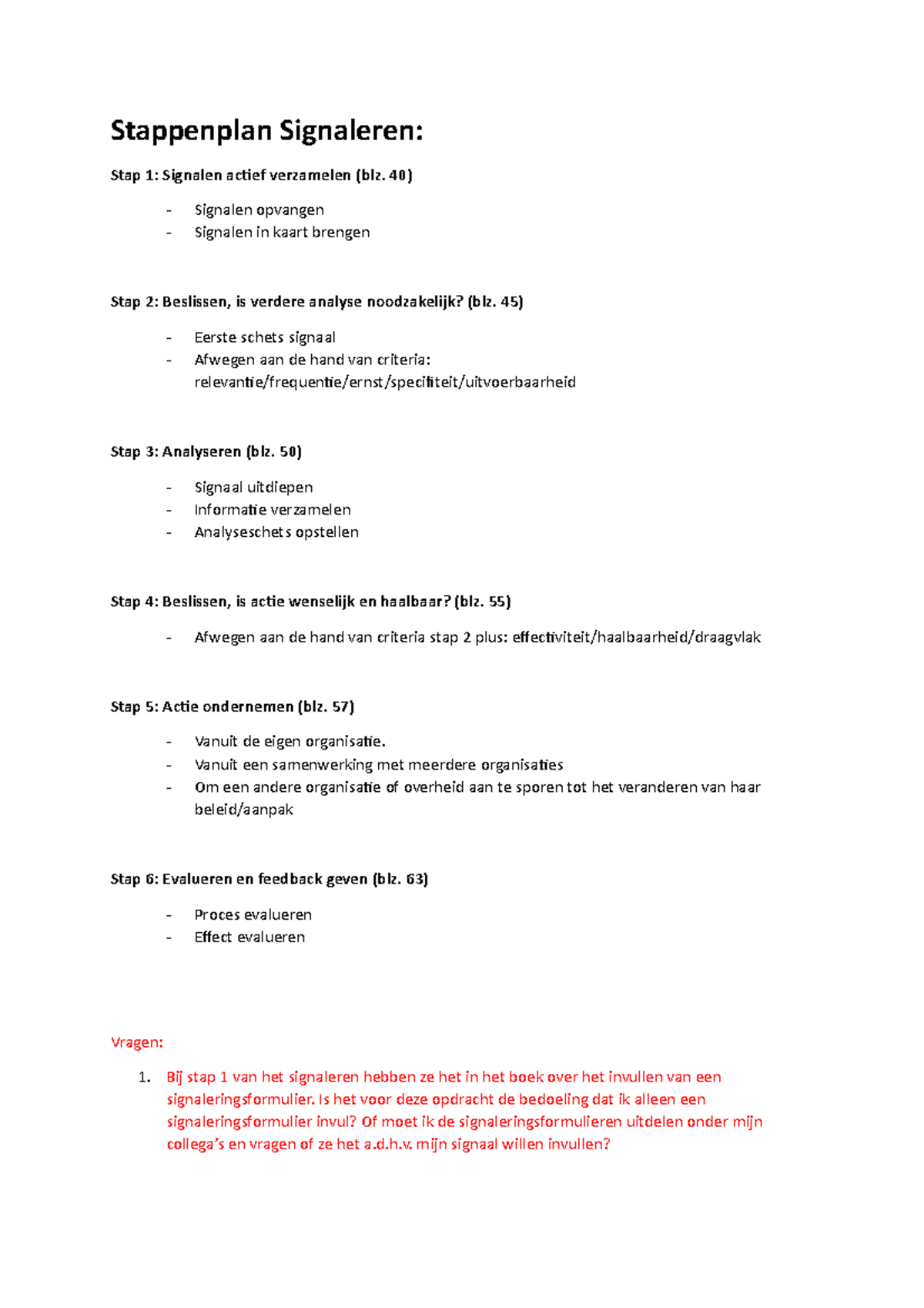 Stappenplan Signaleren - Stappenplan Signaleren: Stap 1: Signalen ...