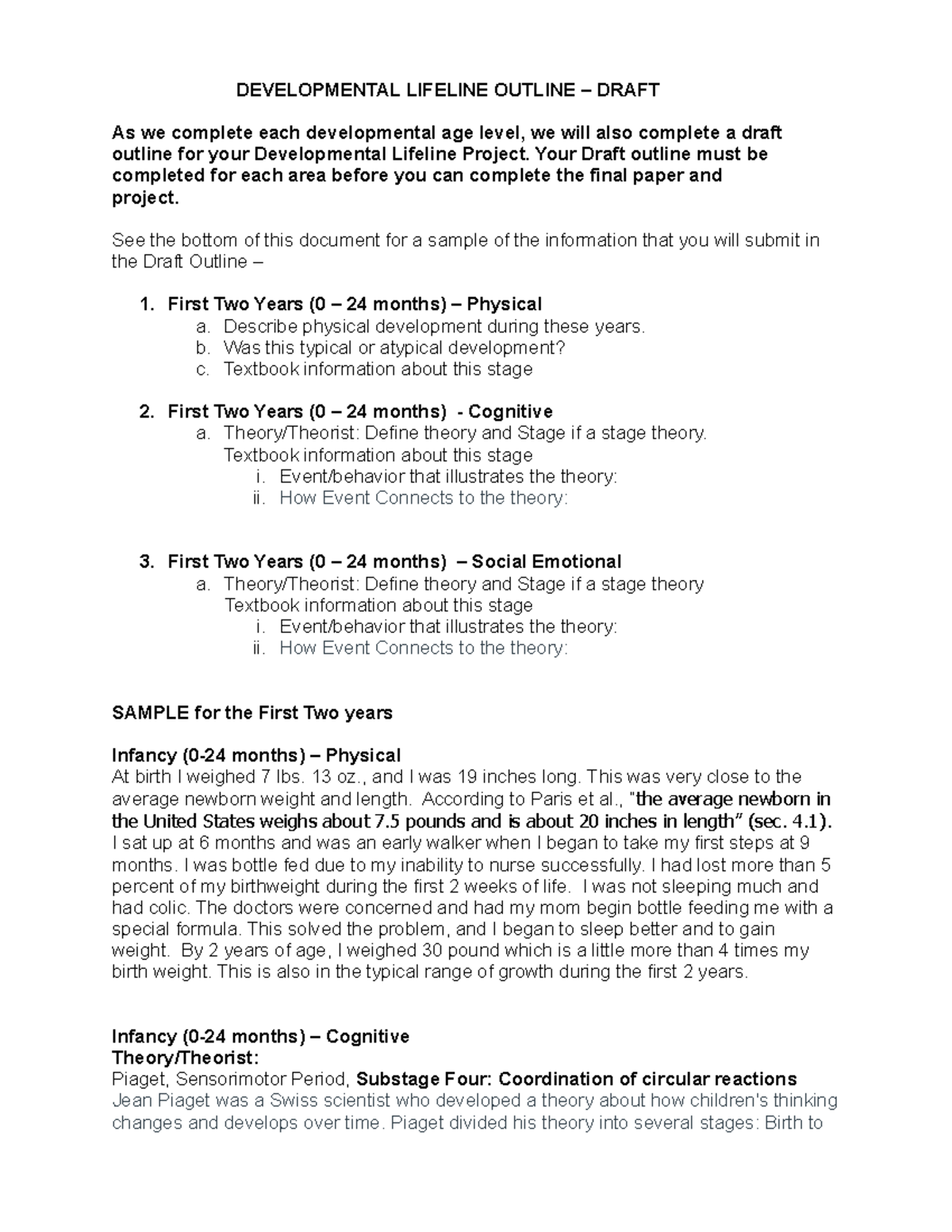 110 lifeline Draft Outline with example infancy 2021-1 - DEVELOPMENTAL ...