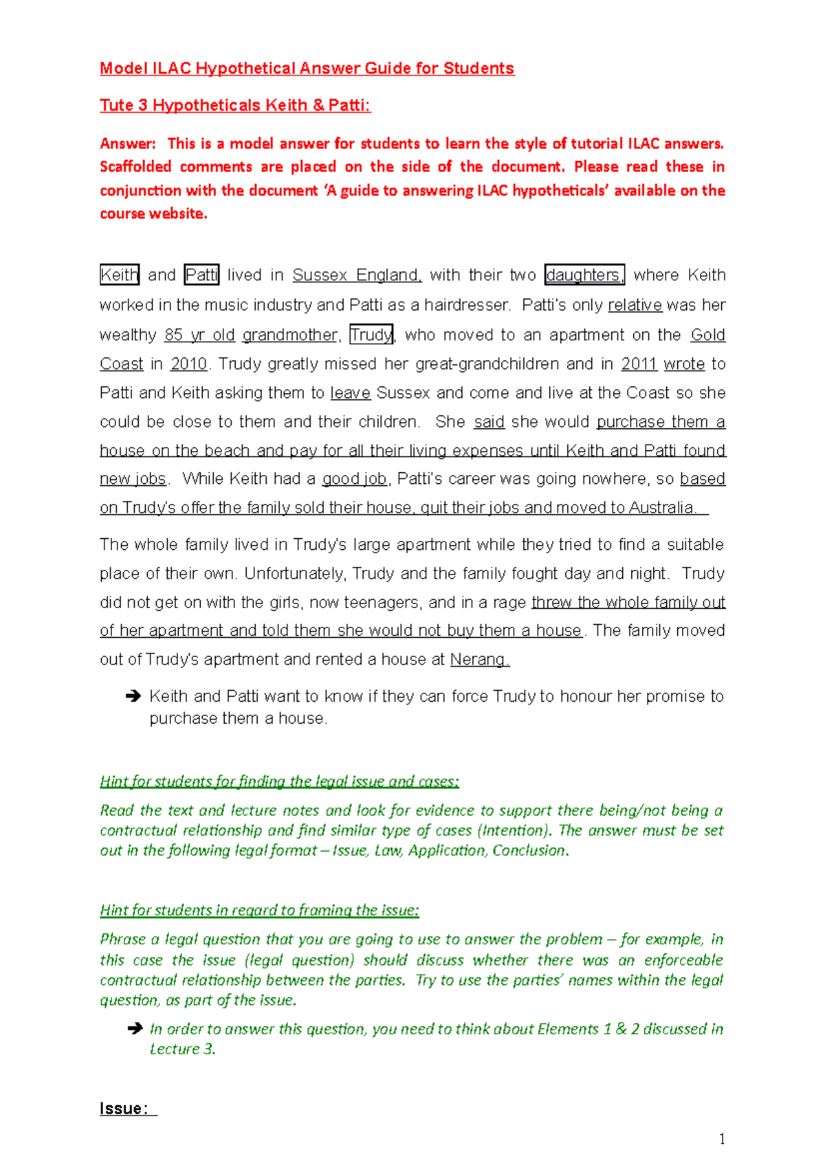 Tutorial work 3 - hypothetical answer for students - Model ILAC ...