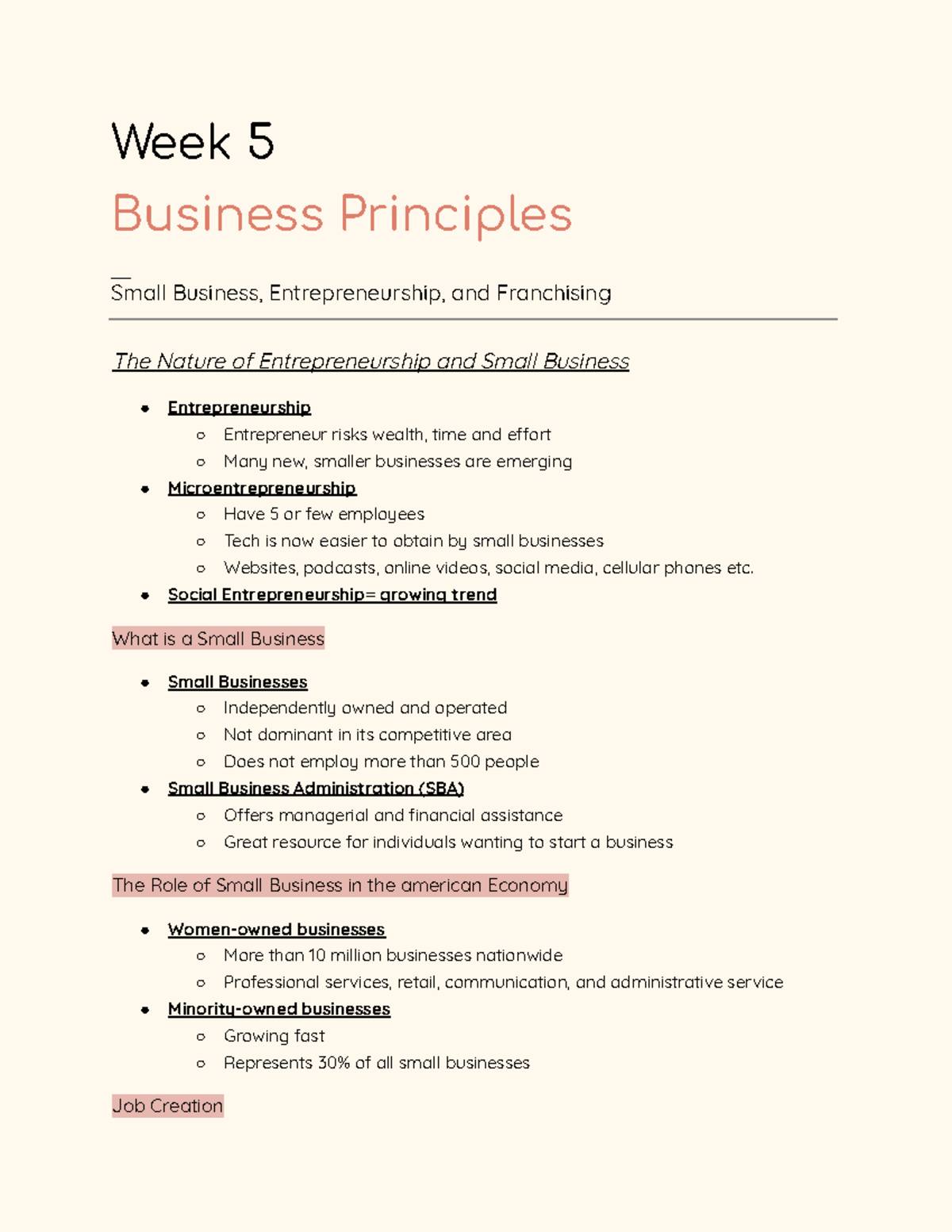 Week 5 - Explains the differences in entrepreneurship's and franchises ...