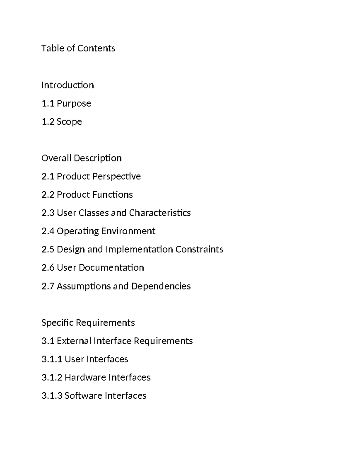 SRS - srs of cse320 - Table of Contents Introduction 1 Purpose 1 Scope Overall Description 2 ...