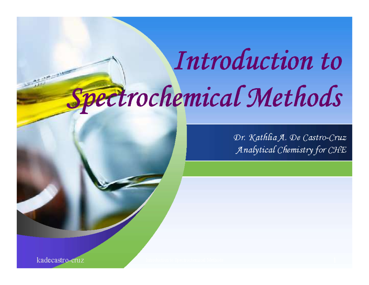 Intro to Spectro - 1231 - Introduction to Spectrochemical Methods ...
