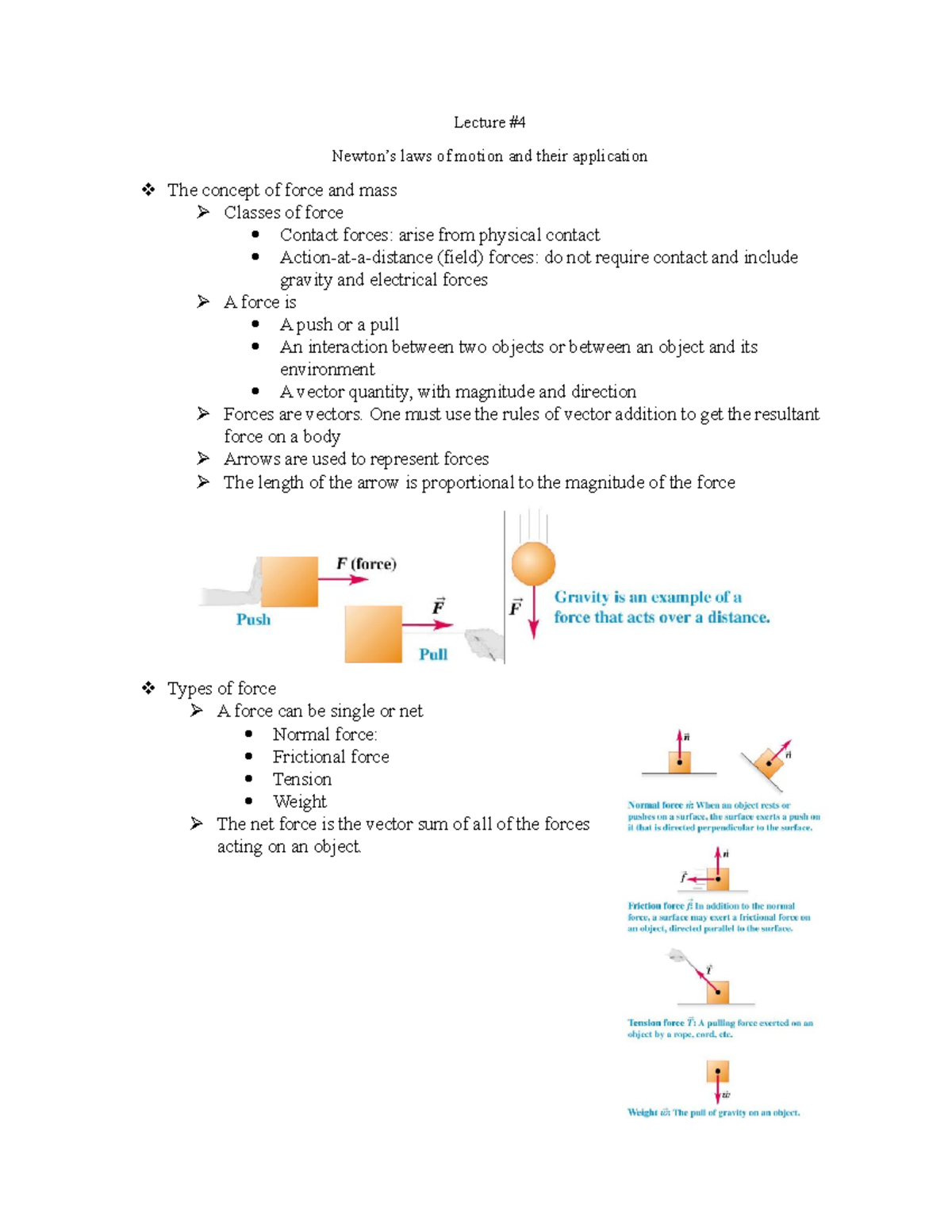 Lecture #4-PHY136H5 - Lecture # Newton’s laws of motion and their ...