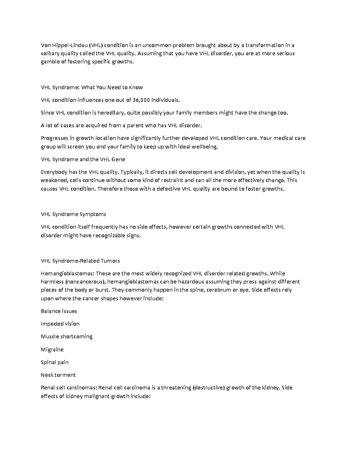 Disease - Better experience - Von Hippel-Lindau (VHL) condition is an ...