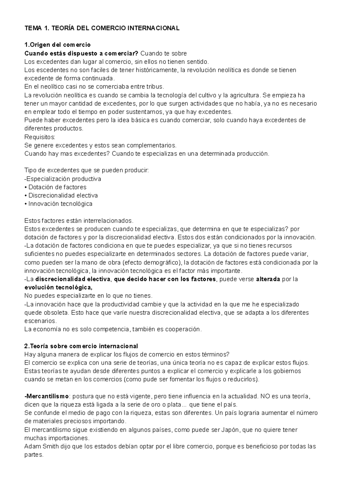 Parte 1 - TEMA 1. TEORÍA DEL COMERCIO INTERNACIONAL 1 del comercio Cuando estás dispuesto a ...