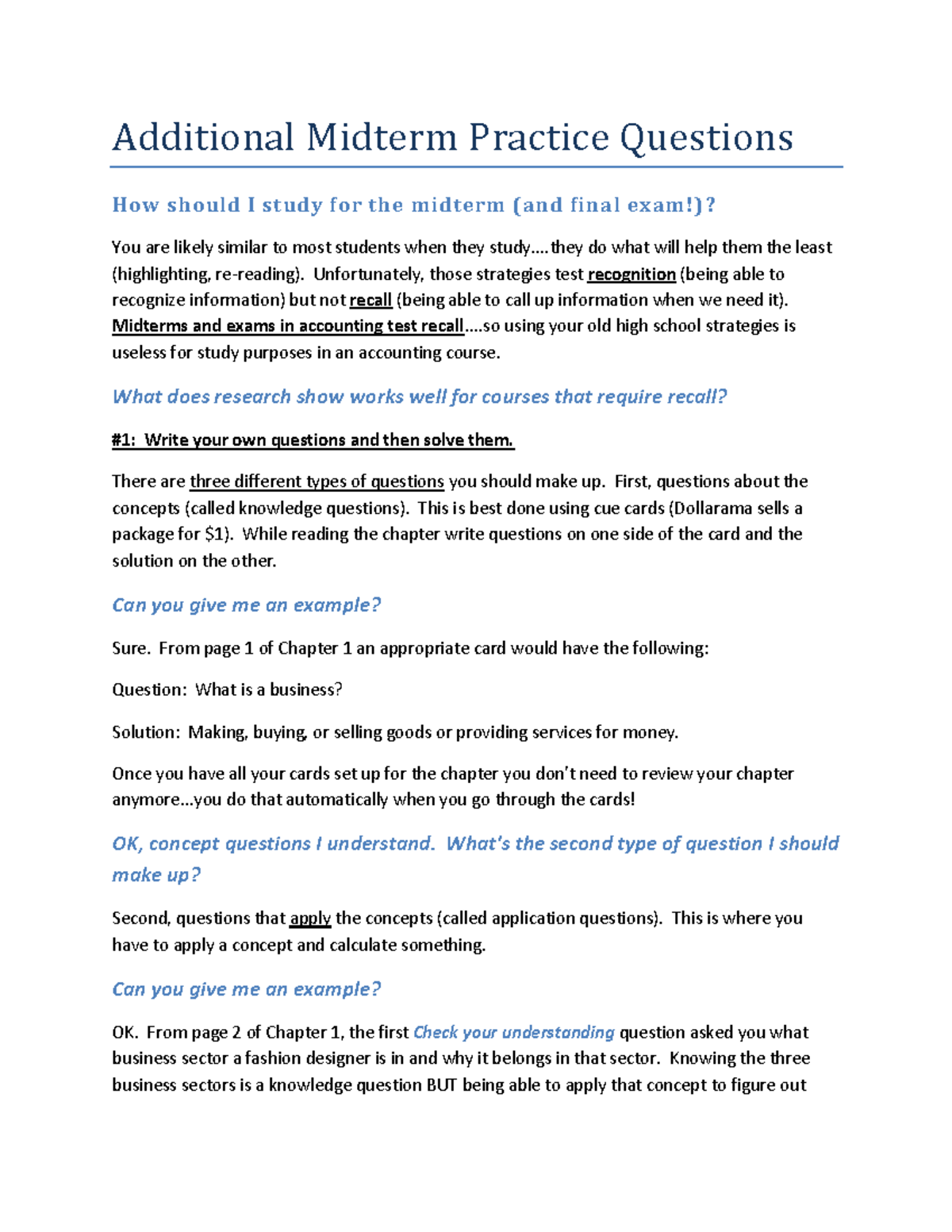 Midterm Additional Practice Questions - 2015 10 17 - Additional Midterm Practice Questions How ...