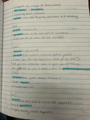 Italian hw 7 - notes - ITAL 102 - Studocu