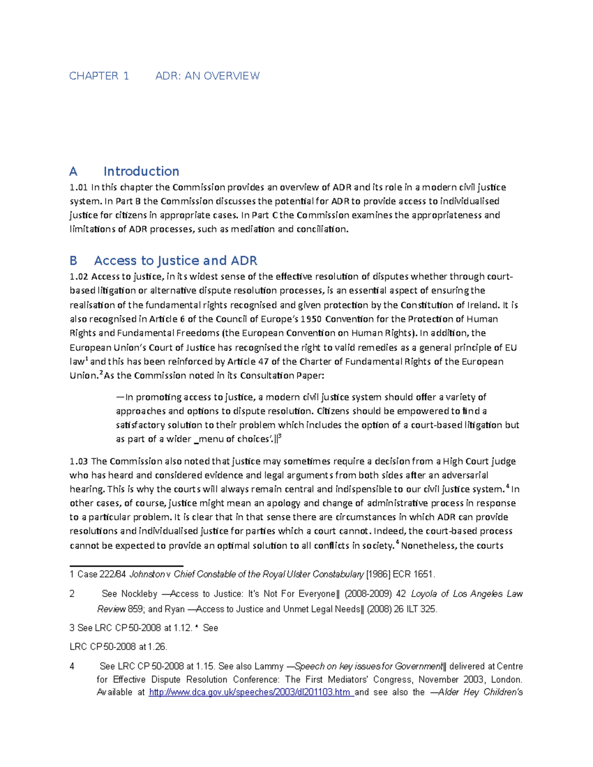 Dispute resolution m3 - CHAPTER 1 ADR: AN OVERVIEW A Introduction 1 In ...