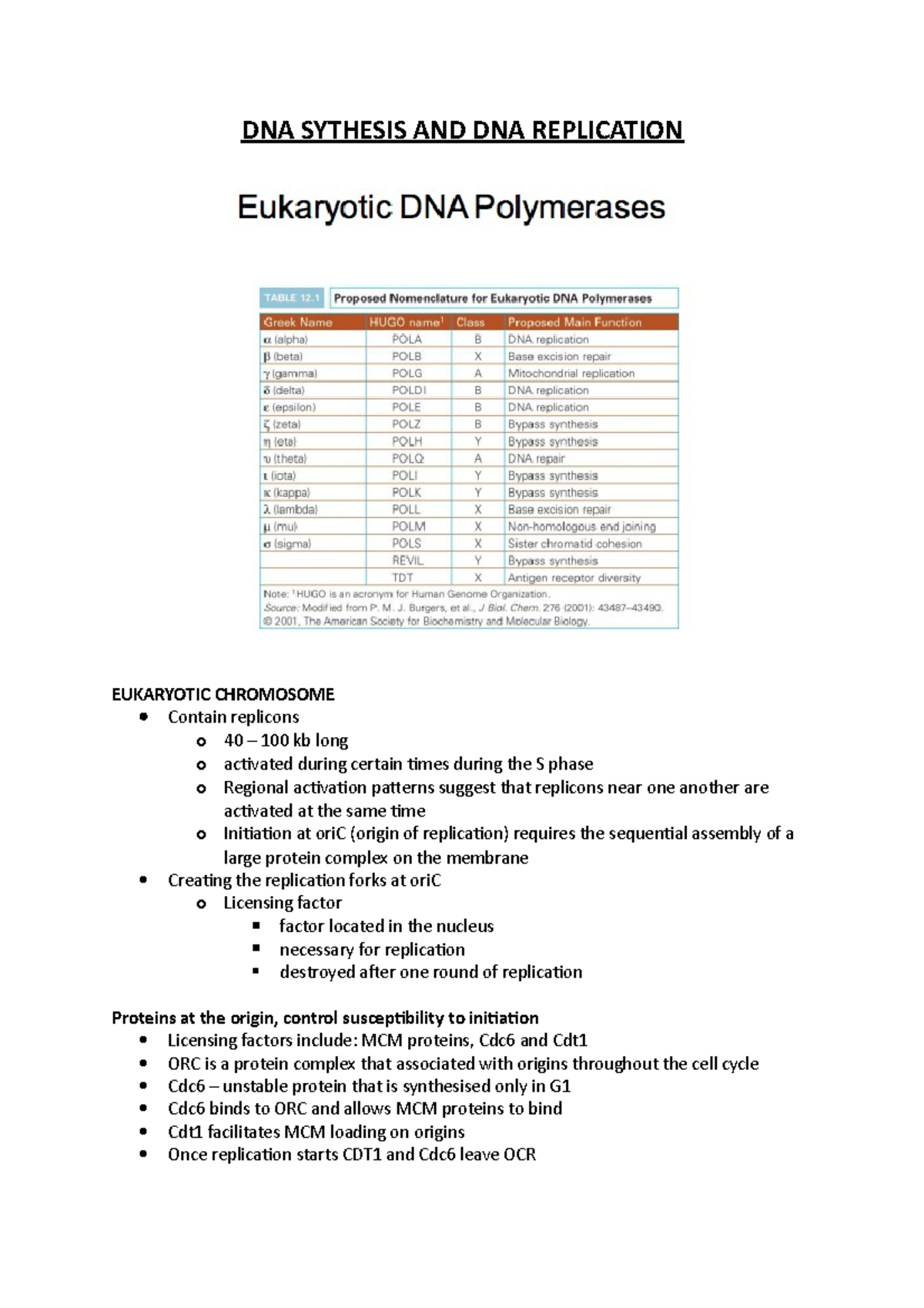 DNA Sythesis AND DNA Replication- Lt 4 - DNA SYTHESIS AND DNA ...
