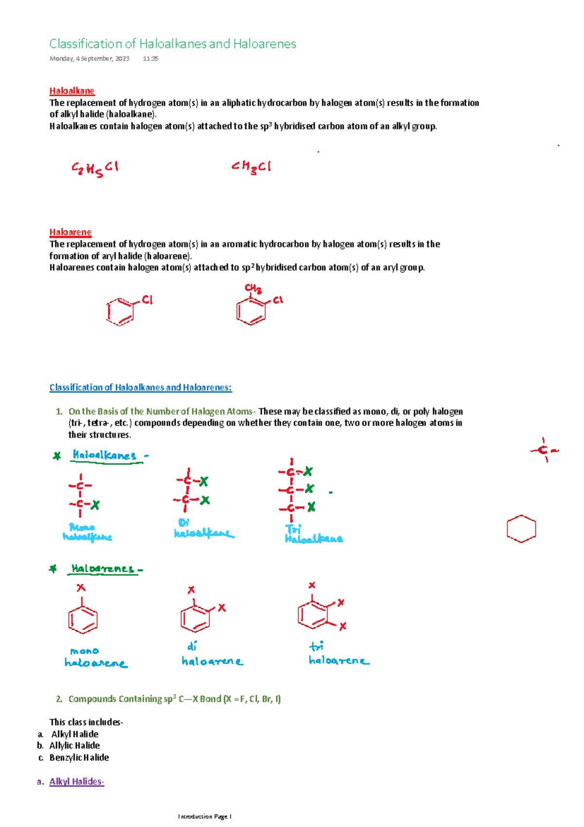 Haloalkene and Haloarene - Haloalkane The replacement of hydrogen atom ...