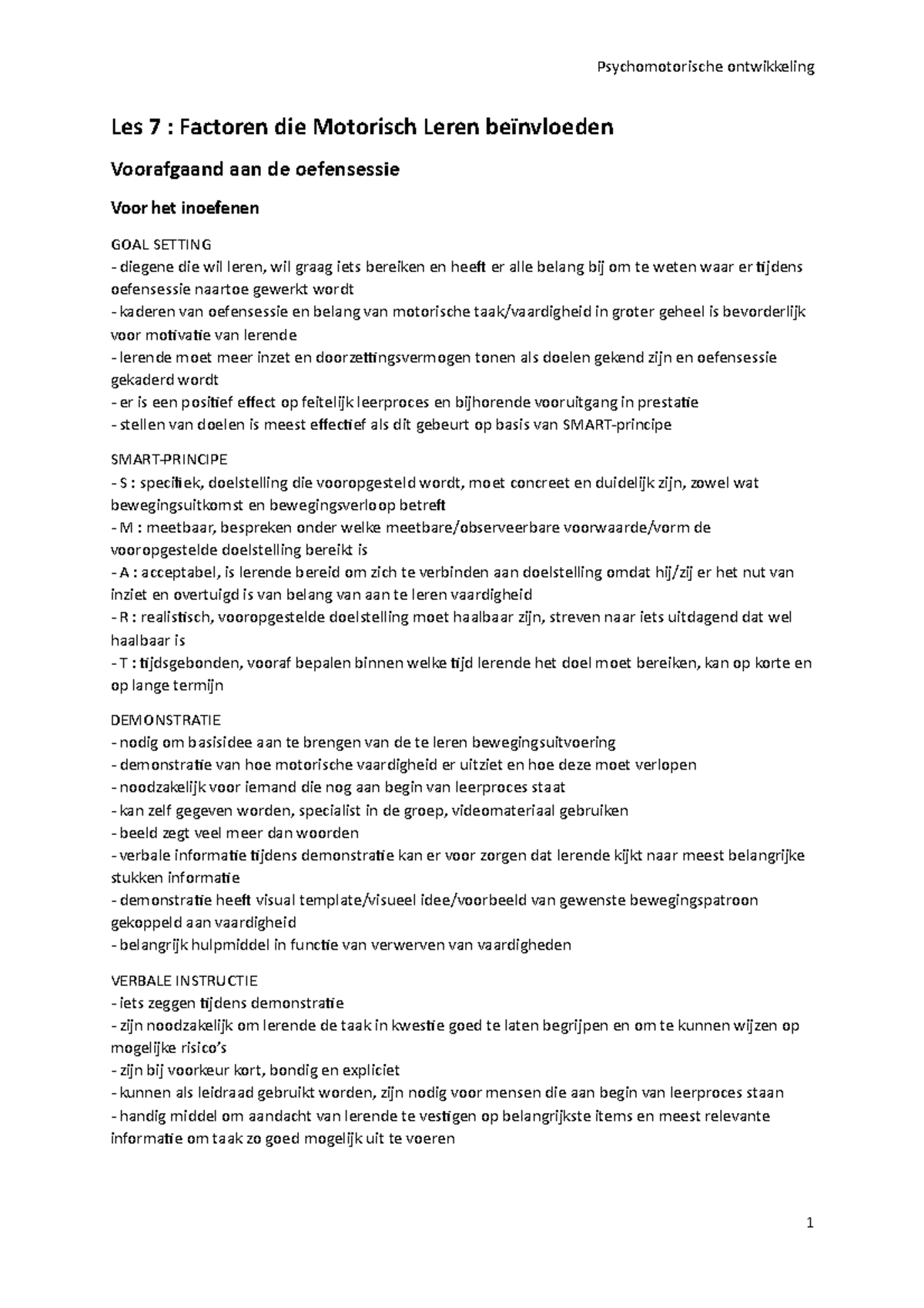 Les 7 Factoren die Motorisch Leren beïnvloeden - Les 7 : Factoren die ...
