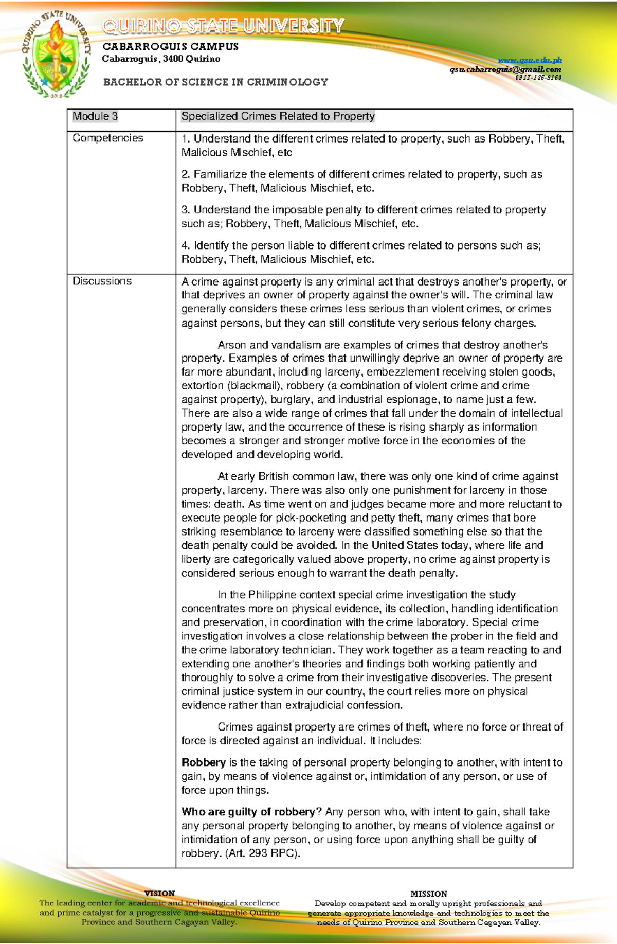 CDI 3 Module 3 call nyo mo by - BACHELOR OF SCIENCE IN CRIMINOLOGY qsu ...